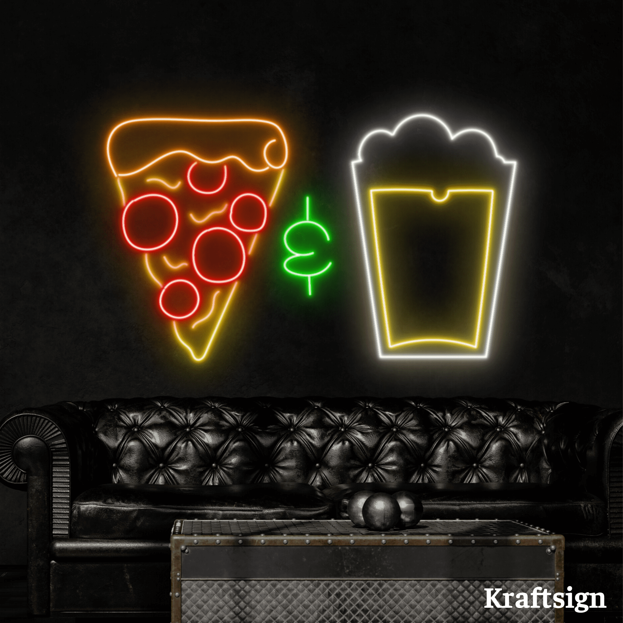 Craftnamesign Beer Pizza Neon Sign, Pizza Shop LED Sign, Restaurant ...