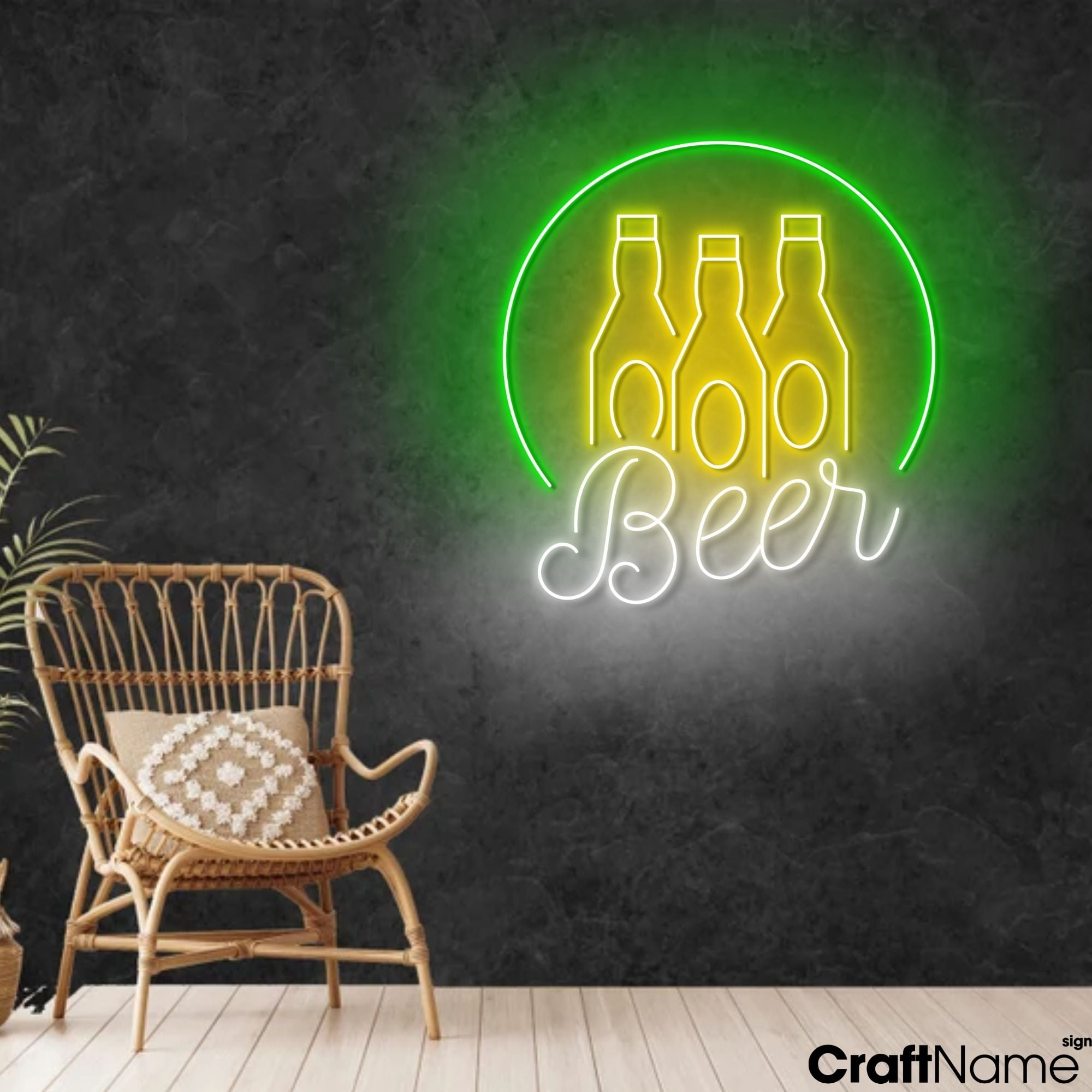 Craftnamesign Beer Sign Neon Light Up Wall Art For Bar Restaurant ...