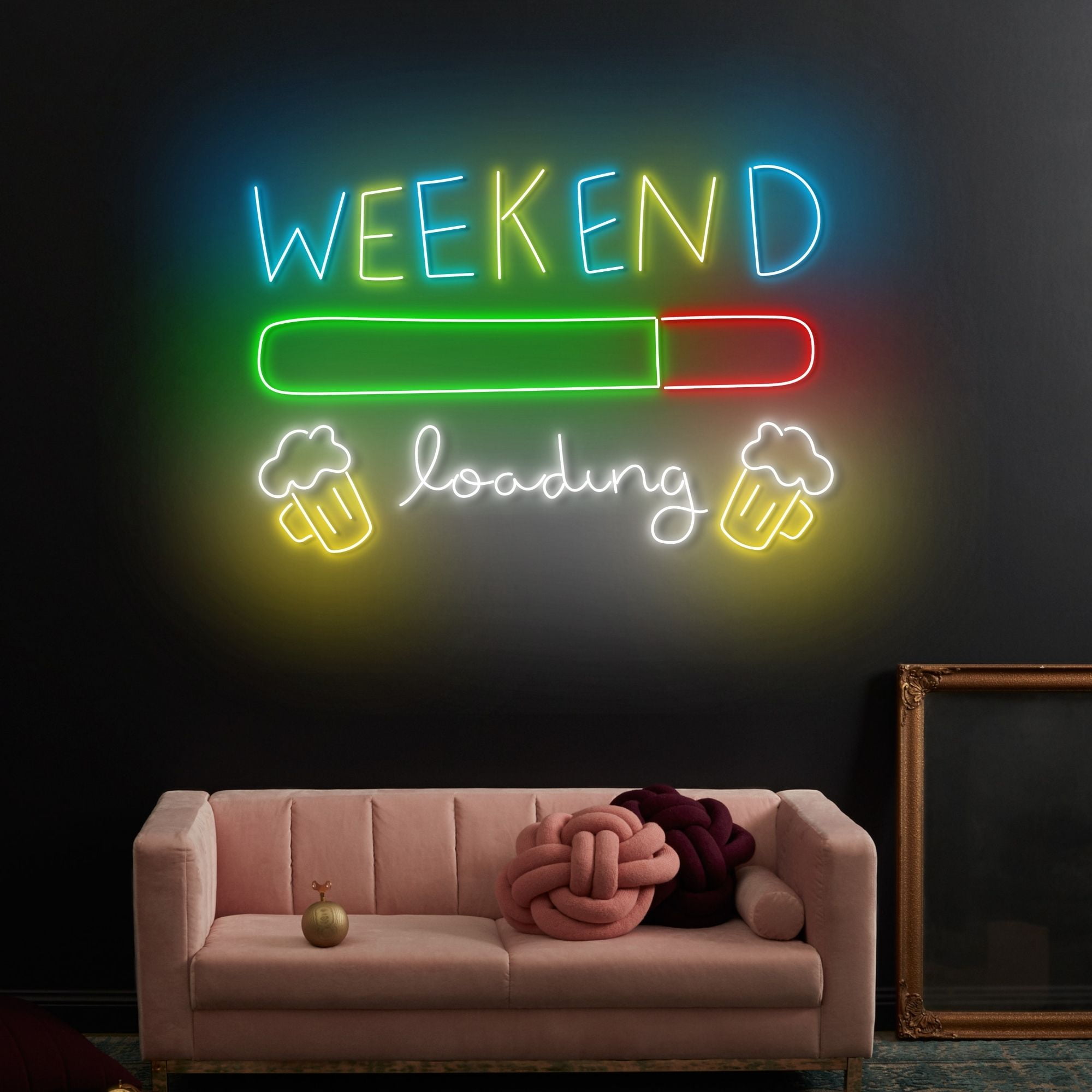 Craftnamesign Beer Weekend Loading Neon Sign Wall Art, Beer Bar LED ...