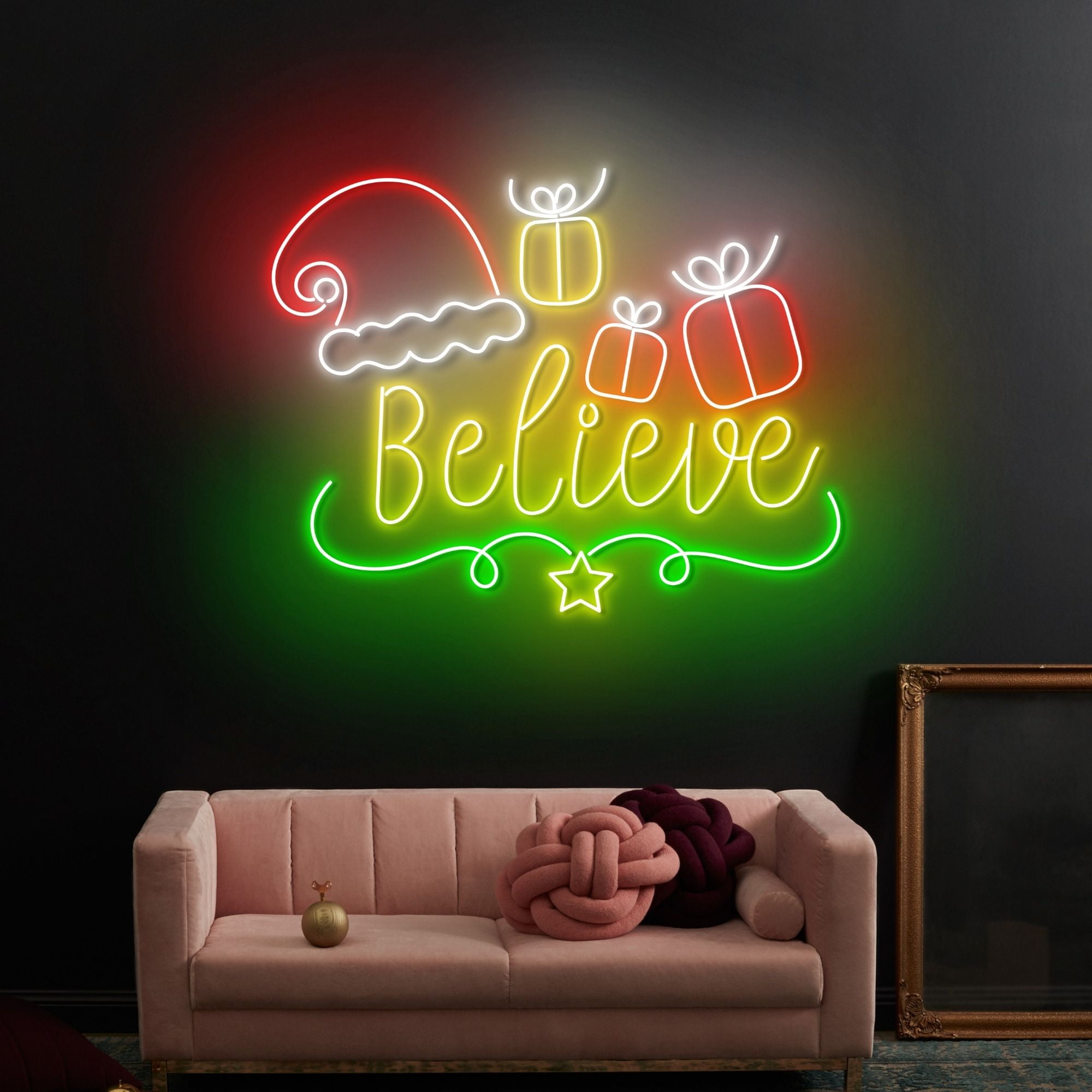 Craftnamesign Believe Neon LED Sign, Believe Christmas Hat LED Light ...