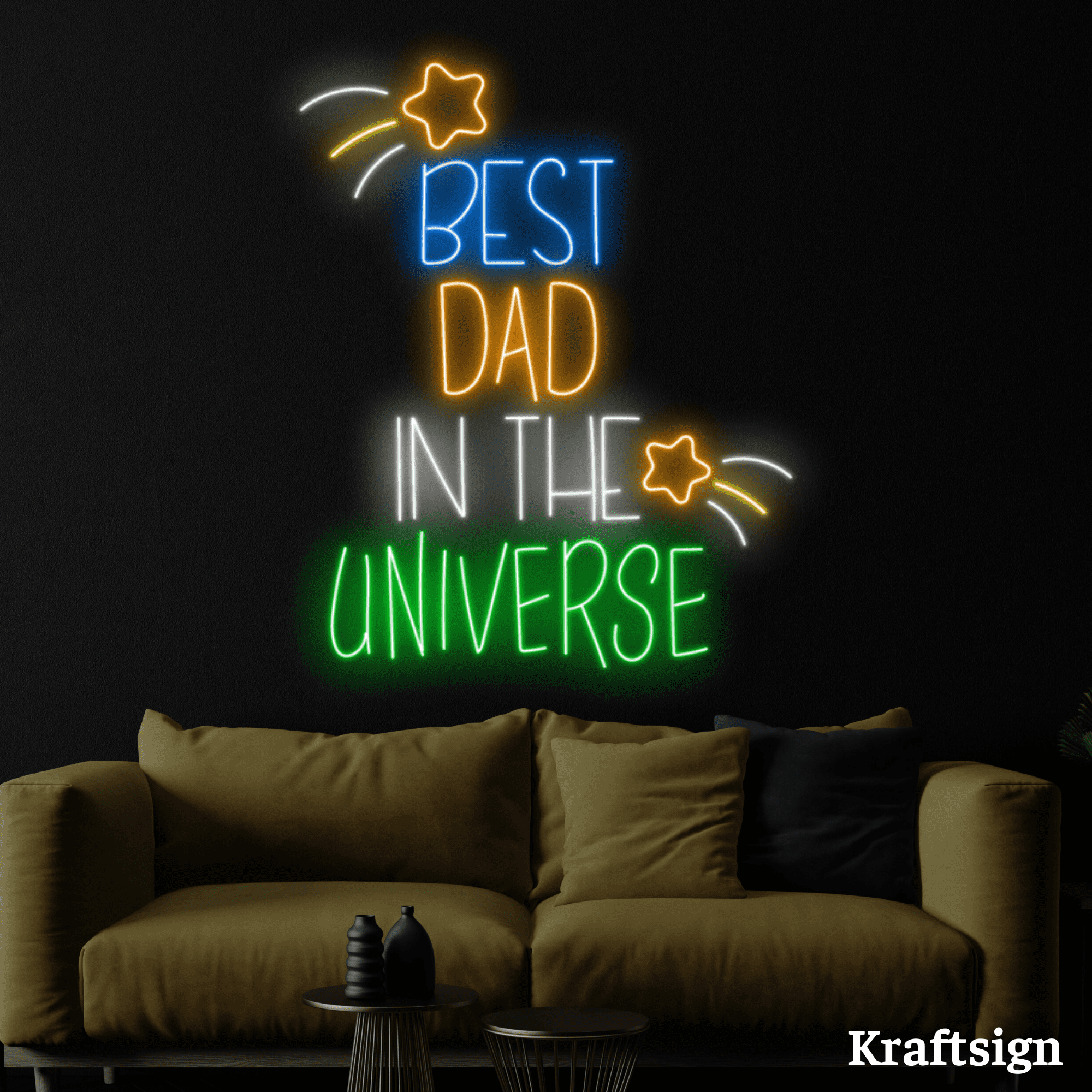 Craftnamesign Best Dad In The Universe Neon Sign, Father Day Gifts ...