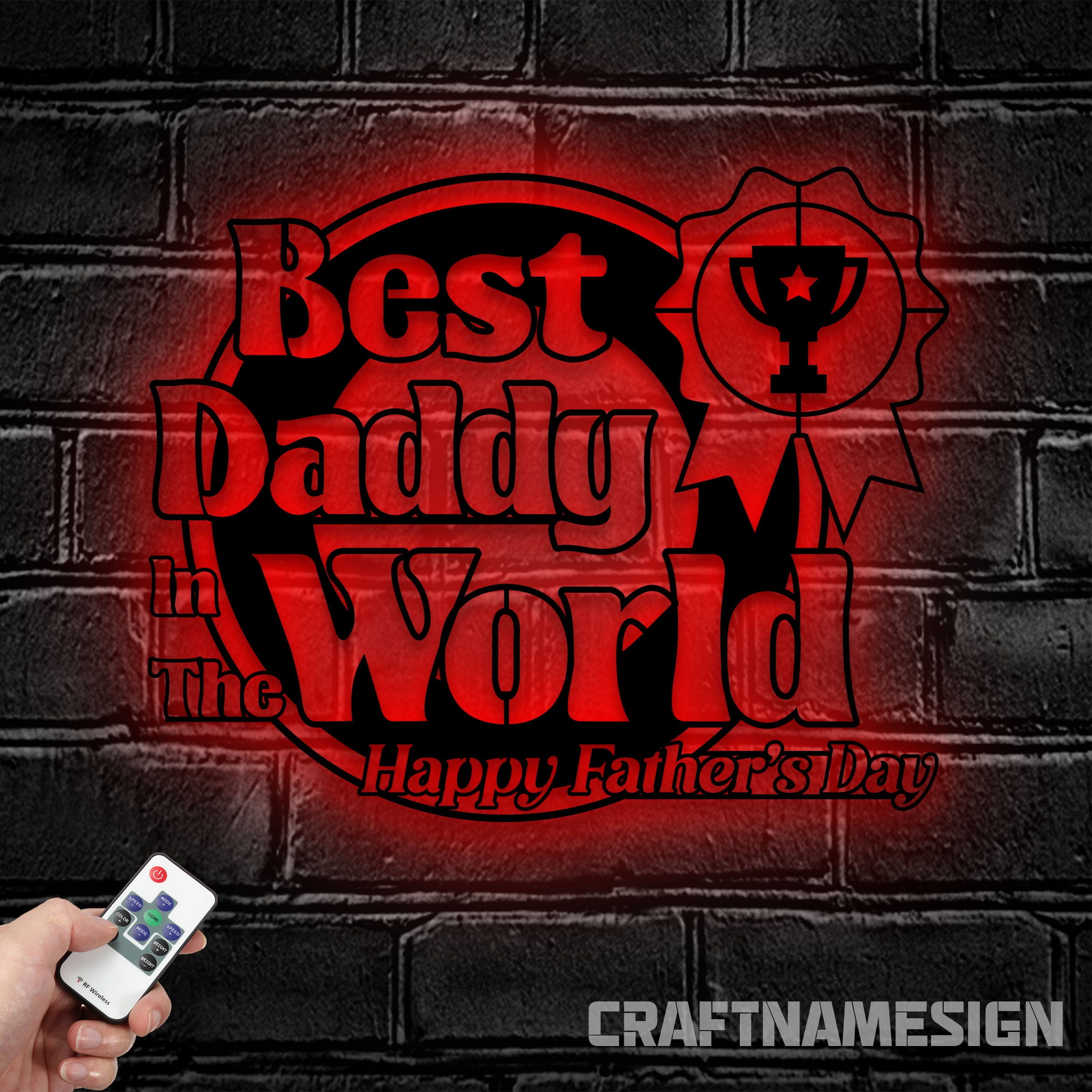 Craftnamesign Best Dad In The World Metal Wall Art LED Light ...
