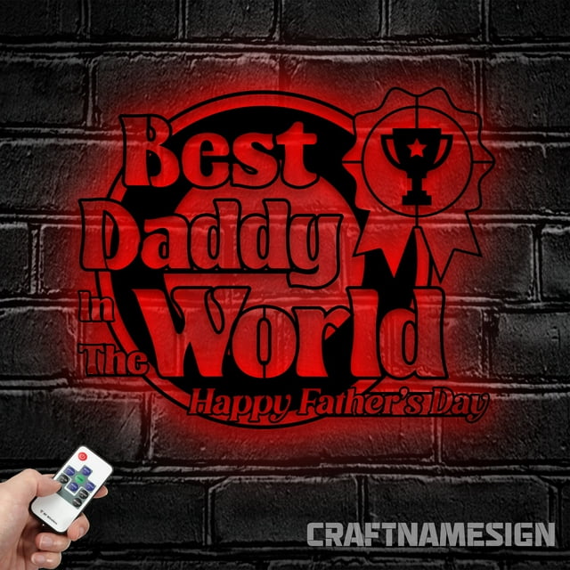 Craftnamesign Best Dad In The World Metal Wall Art LED Light ...