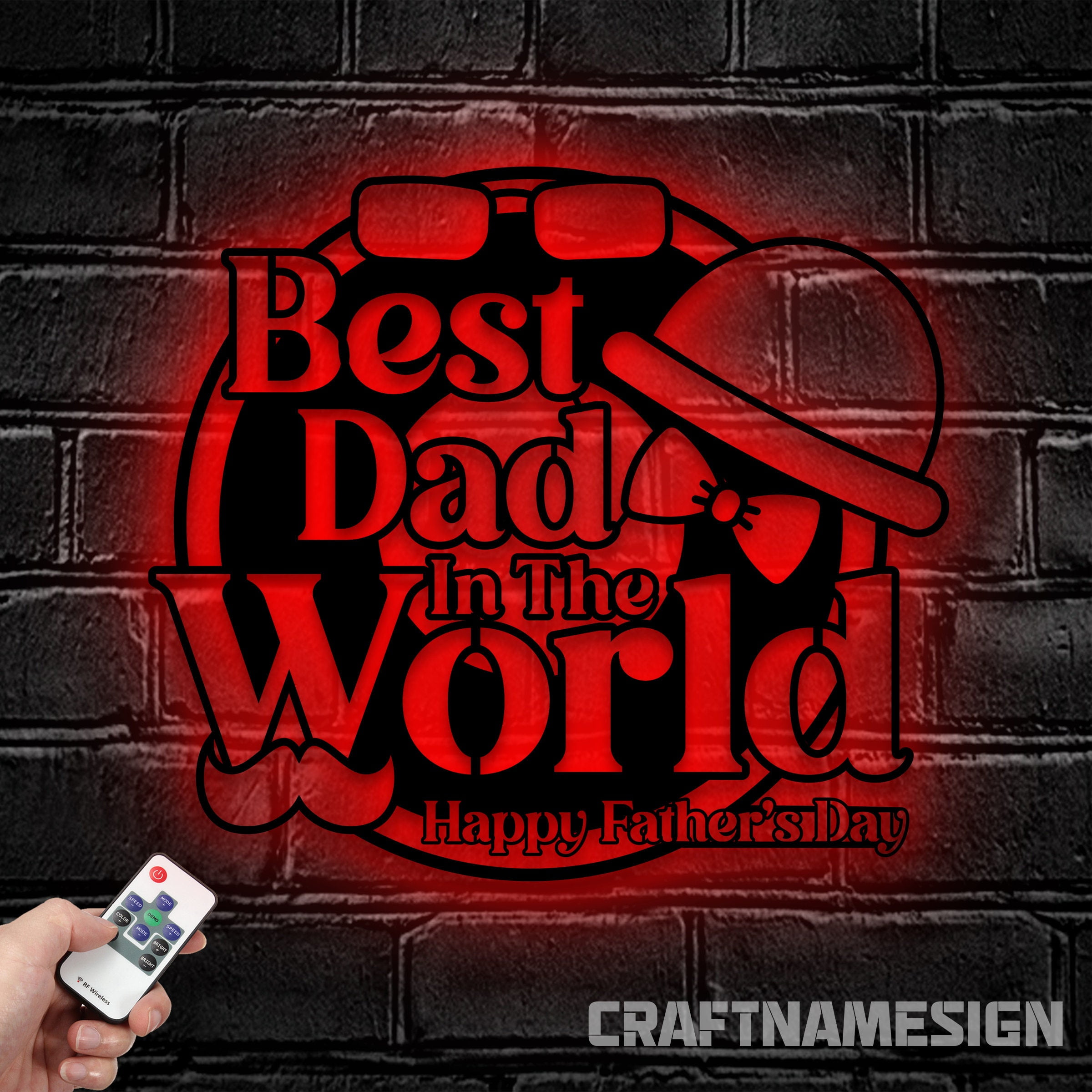 Craftnamesign Best Dad In The World Metal Wall Art LED Light ...