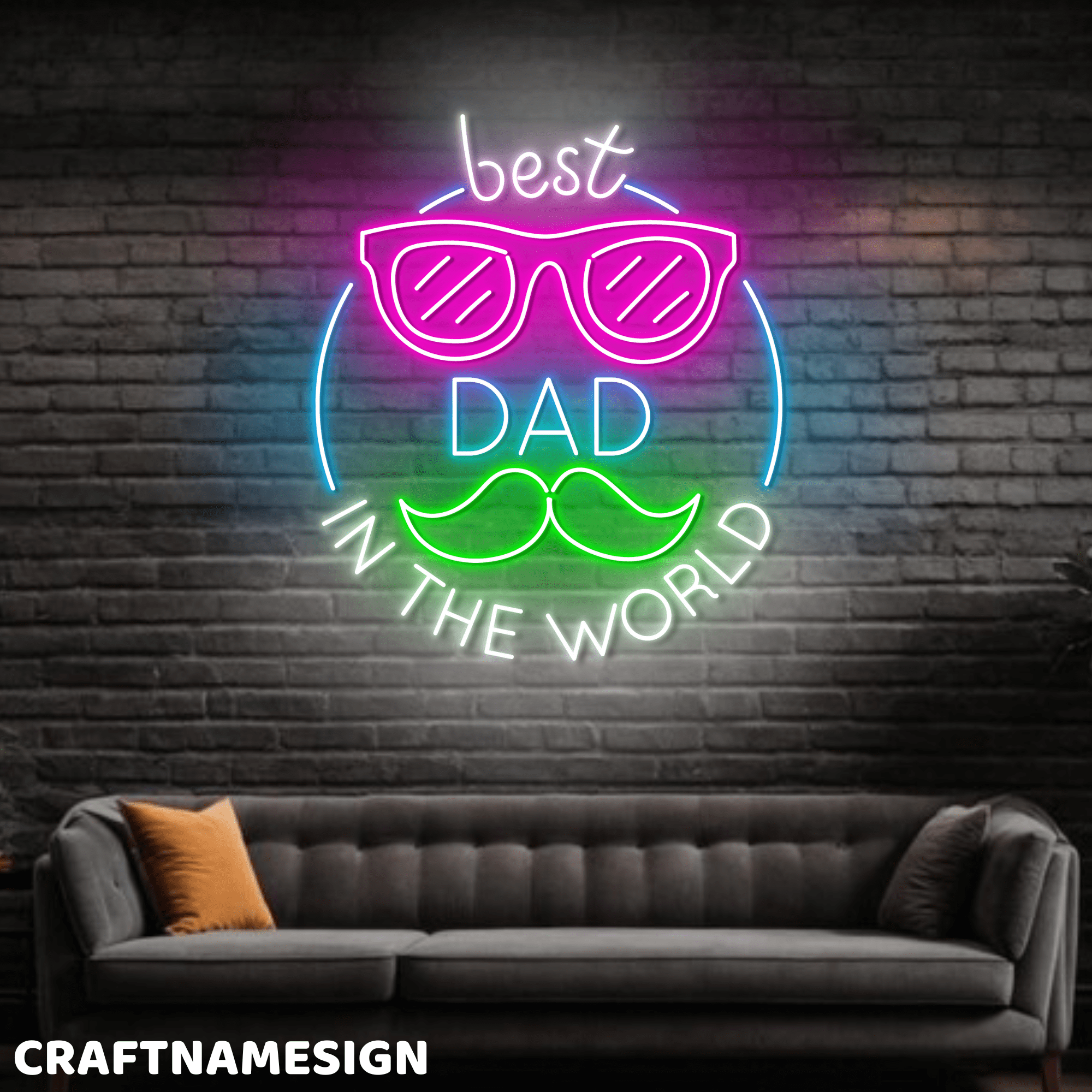 Craftnamesign Best Dad In The World Neon Light, Happy Fathers Day LED ...