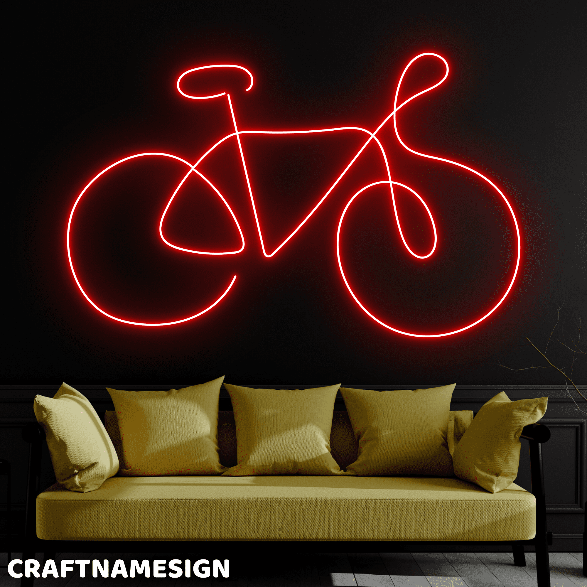 Craftnamesign Bicycle Neon Sign, Bike Wall Art, Wall Decor For Bike ...