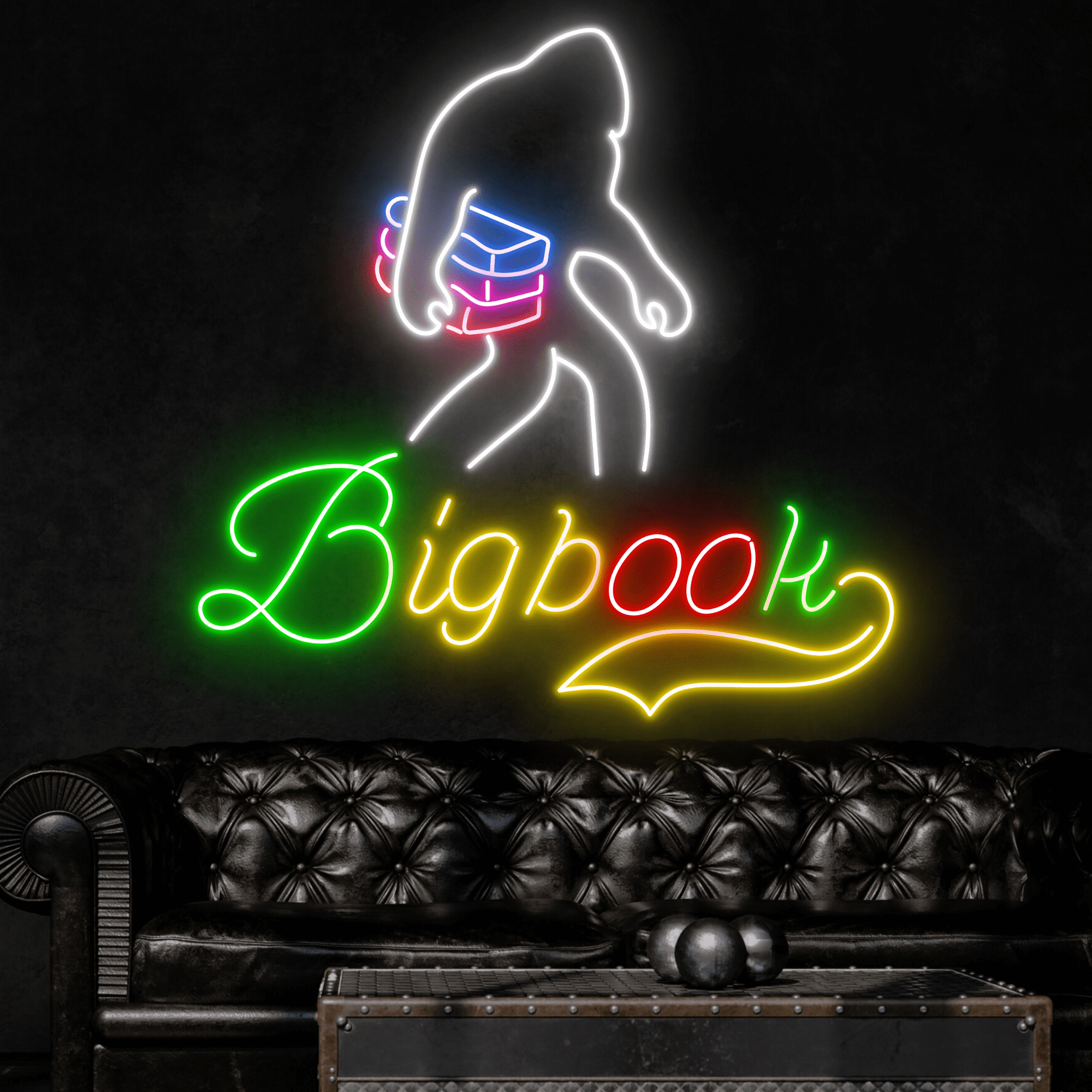 Craftnamesign Bigbook Neon Sign, Bigfoot Wall Art, Books Wall Decor ...