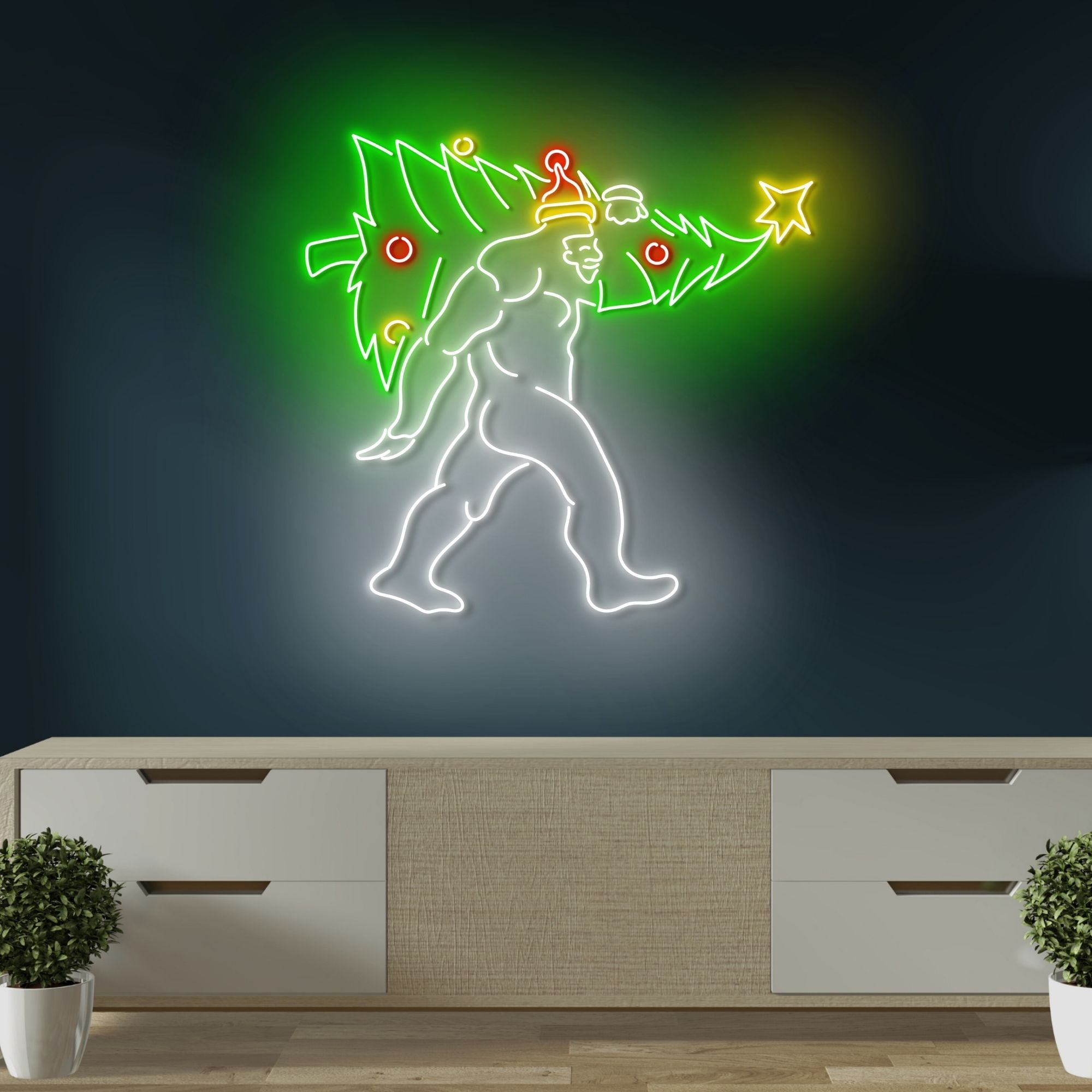 Craftnamesign Bigfoot Bring Pine Tree Neon Sign, Bigfoot Christmas LED ...