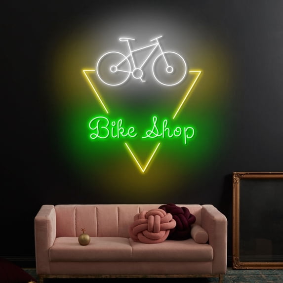 Craftnamesign Bike Shop Neon Light, Open Sign For Bicycle Shop Wall Art ...