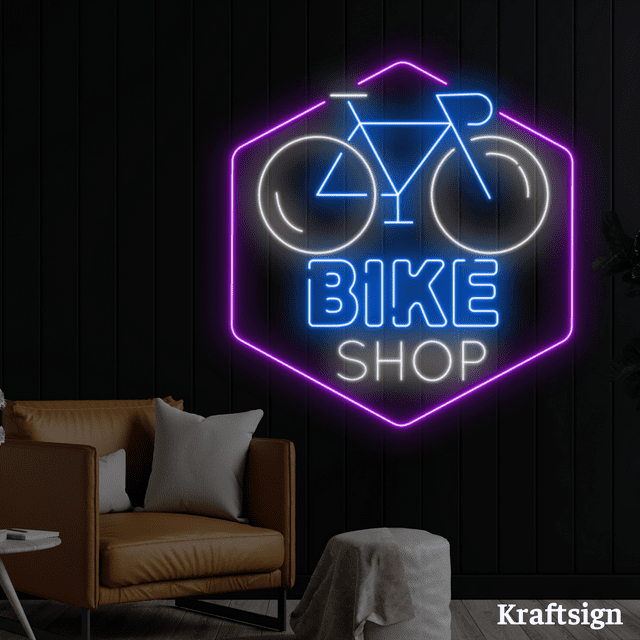 Craftnamesign Bike Shop Neon Sign, Bike Shop LED Signage, Bicycle Decor ...