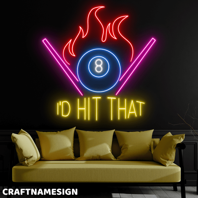 Craftnamesign Billiard Neon Sign, 8 Ball Wall Art, Pool Hall Wall Decor ...