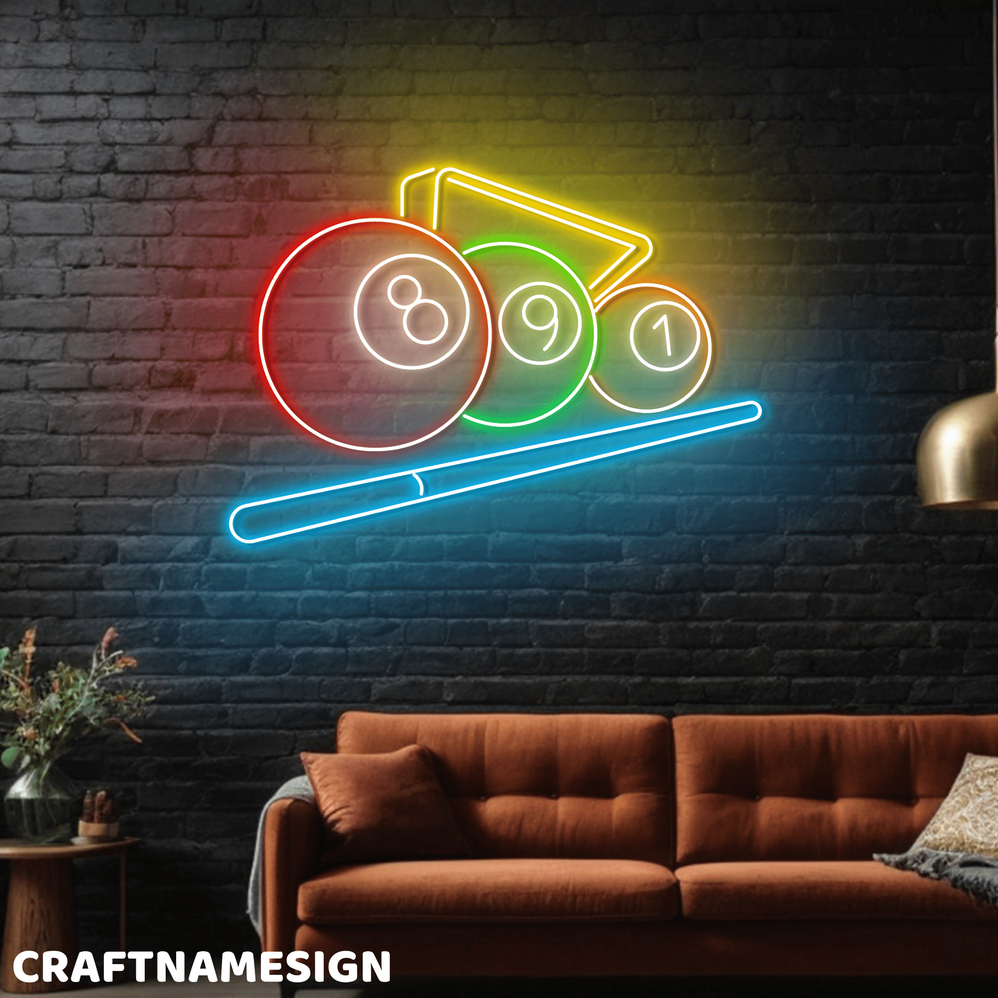 Craftnamesign Billiard Neon Wall Art, Billiard Club Wall Decor, 8 Pool ...