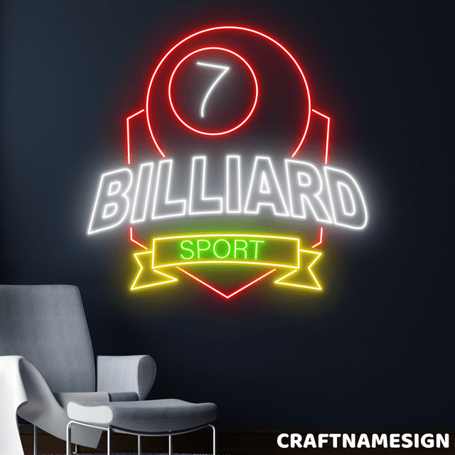 Craftnamesign Billiard Sport Neon Sign, Billiard Wall Decor, Pool Room ...