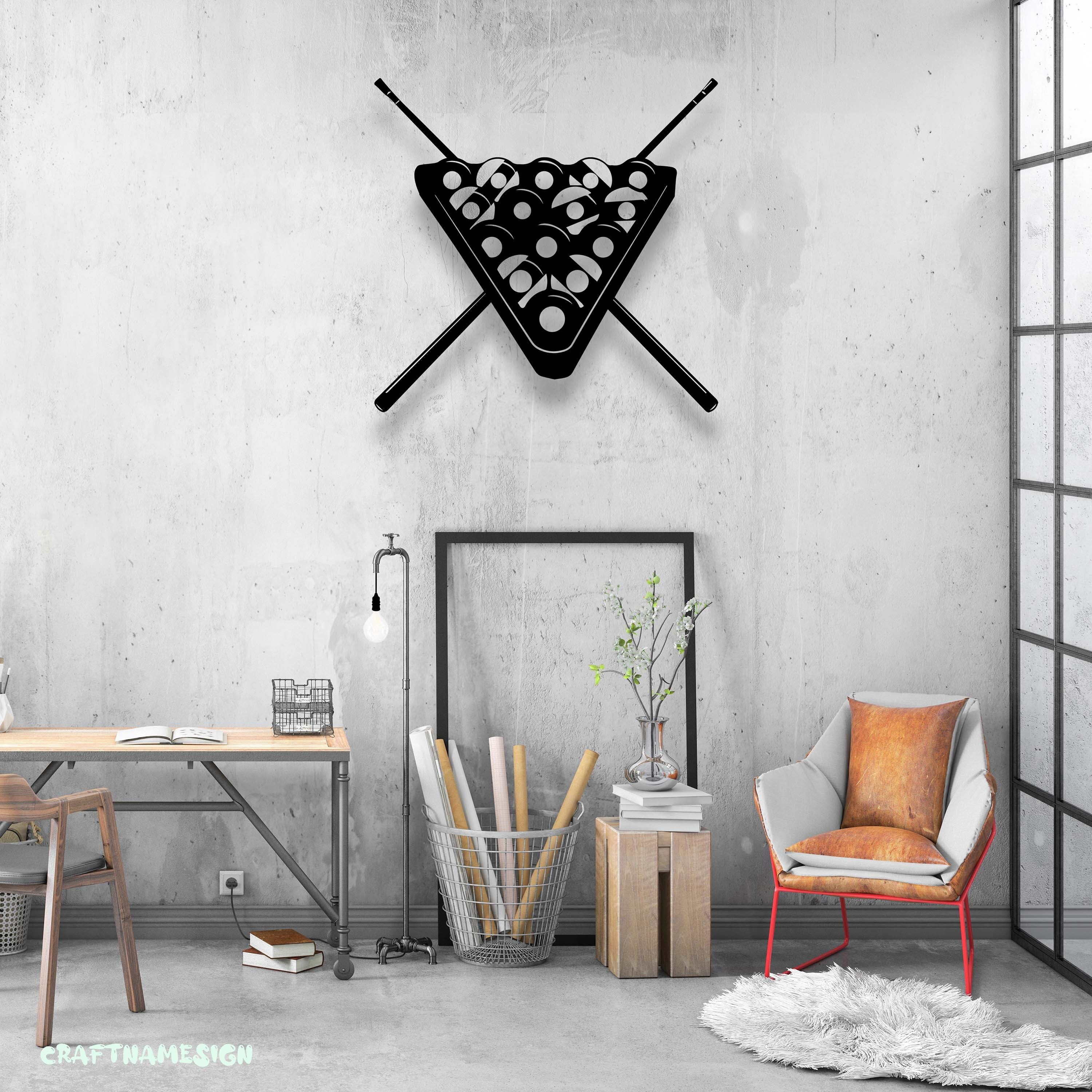 Craftnamesign Billiards Metal Wall Art LED Light, Snooker Sign ...