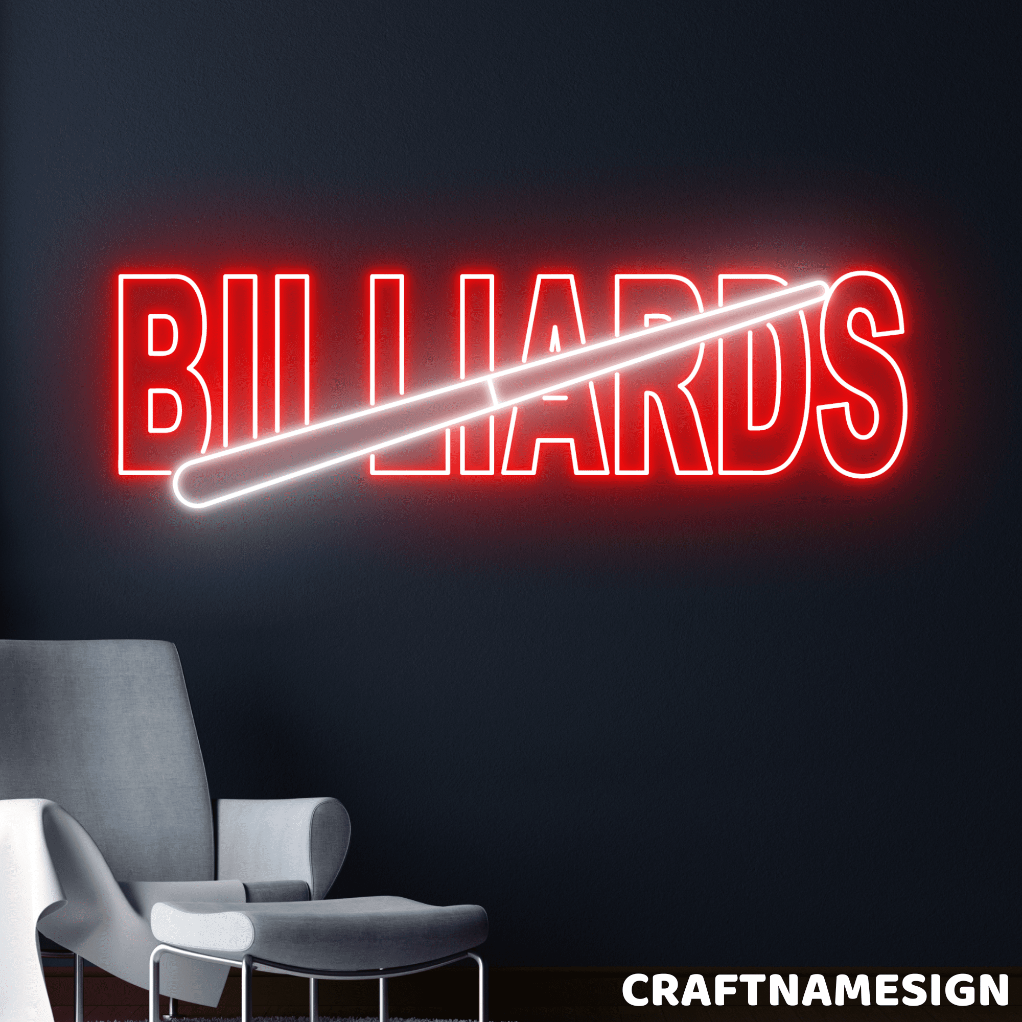 Craftnamesign Billiards Neon Sign, Billiard Wall Decor, billiard Cue ...