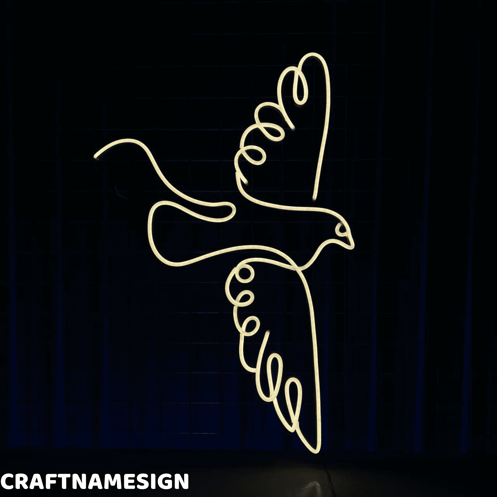 Craftnamesign Bird Flying Neon Sign, Dove Led Light Wall Decor ...