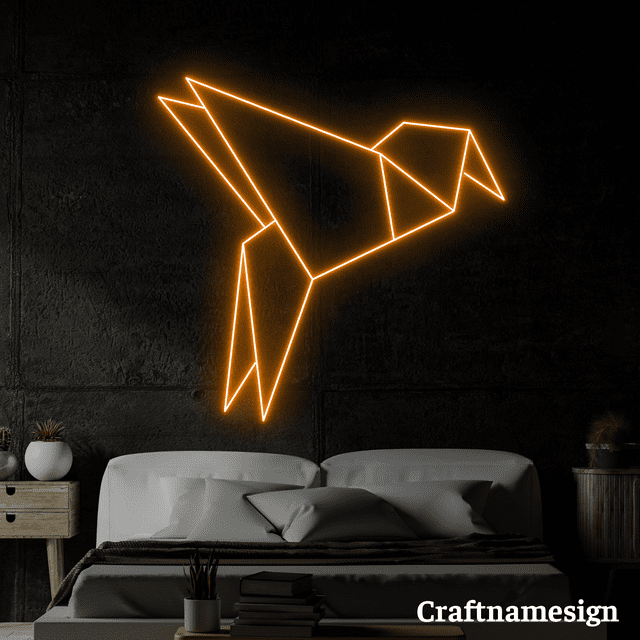 Craftnamesign Bird Geometric LED Light Neon Sign for Bedroom Nursery ...