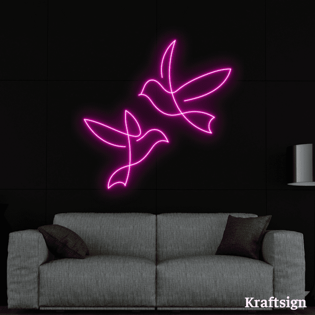 Craftnamesign Bird Line Art neon Sign, Bedroom Decor, Bird Lover Gifts ...
