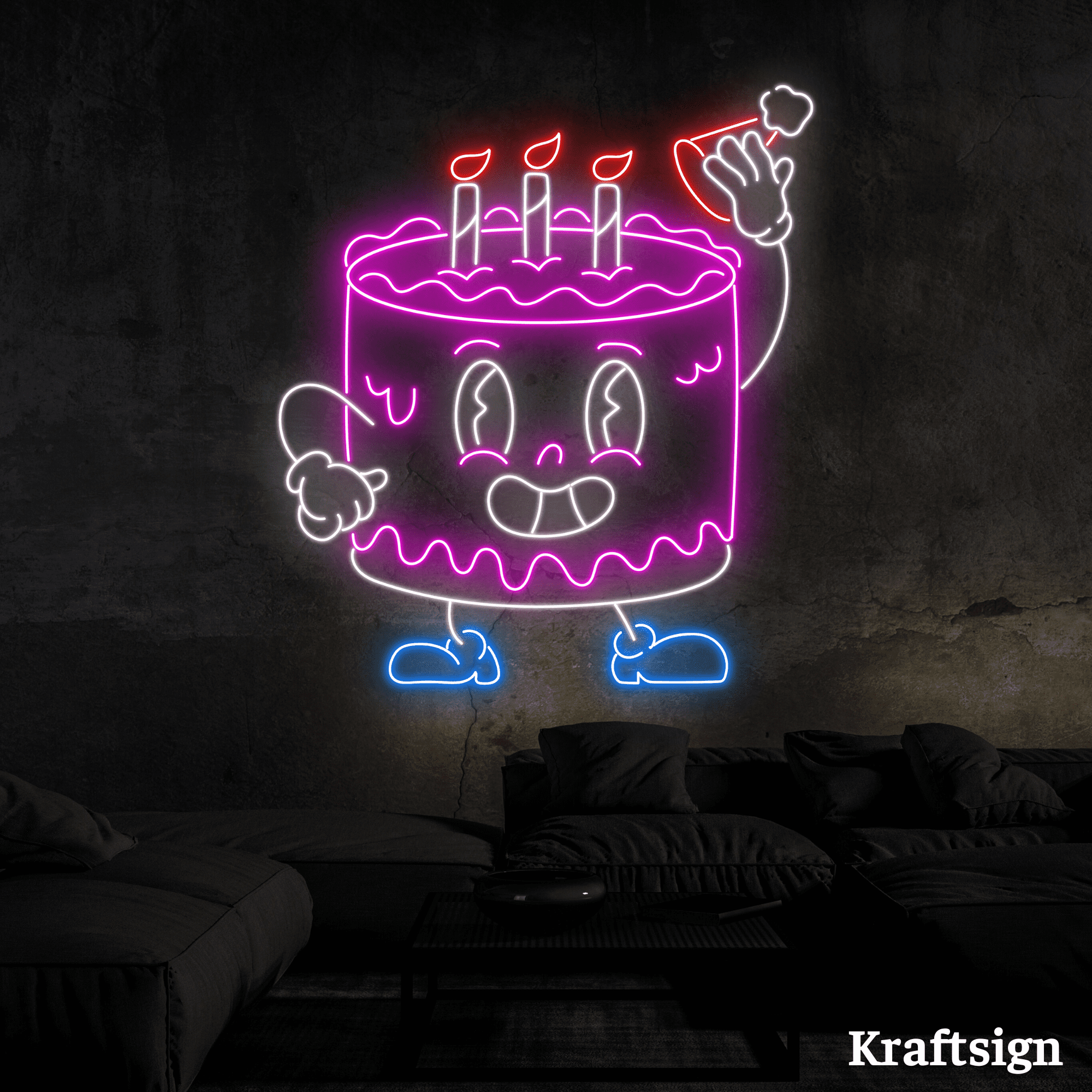 Craftnamesign Birthday Cakes Neon Sign, Bakery Wall Art, Cakes Shop ...