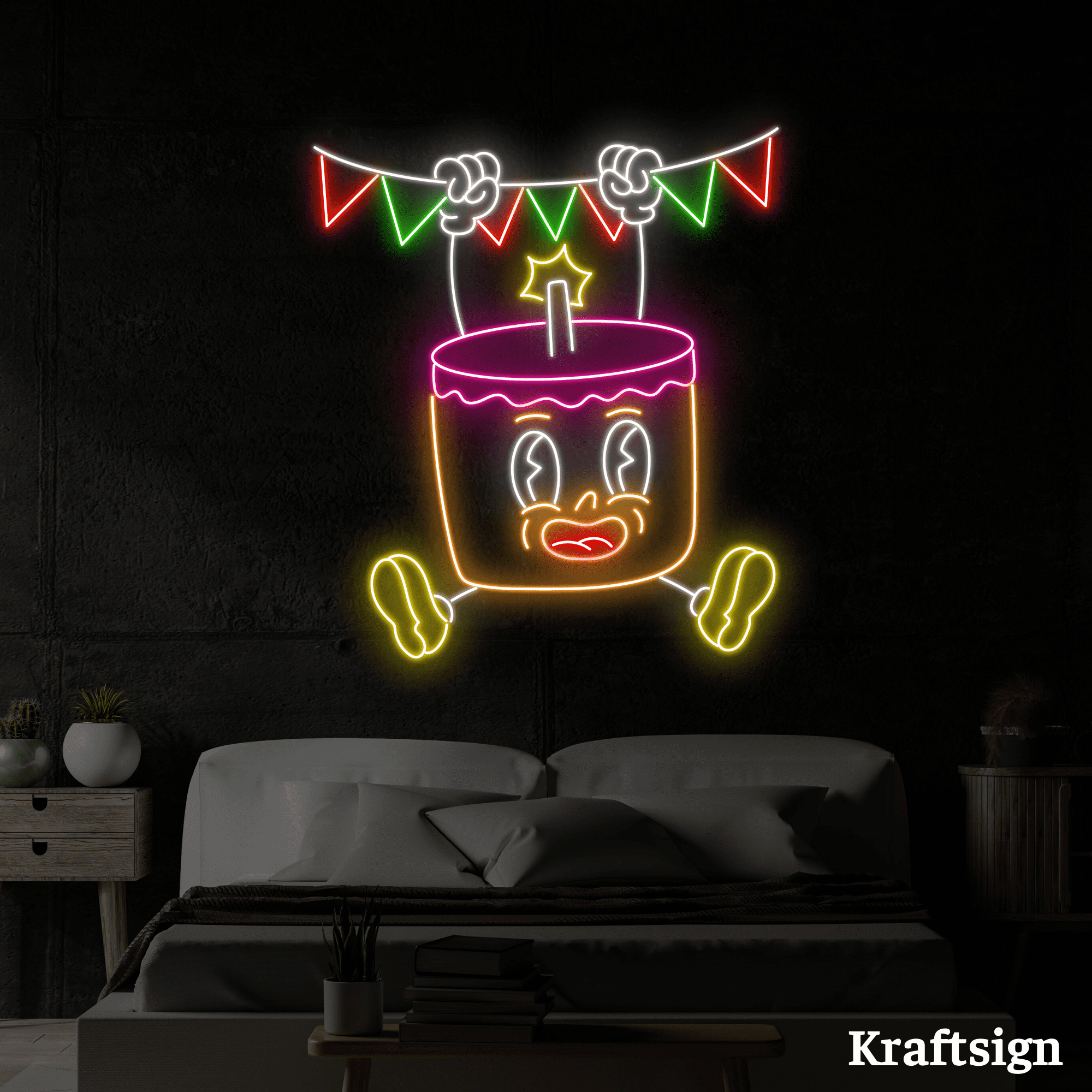 Craftnamesign Birthday Cakes Neon Sign, Cakes Shop Sign, Birthday Decor ...