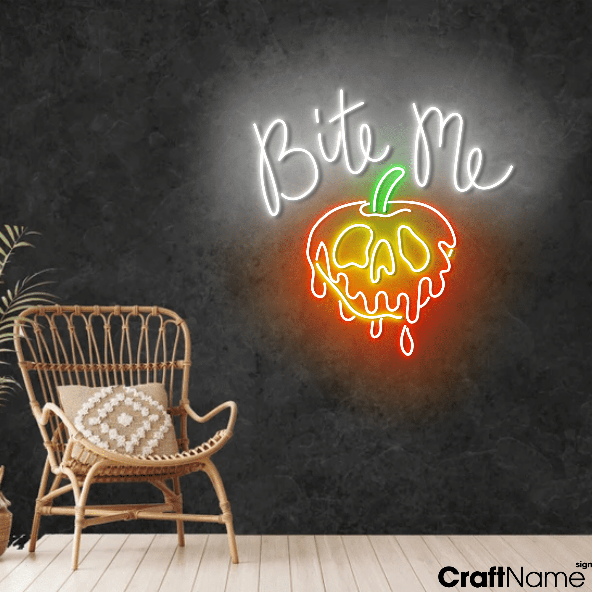 Craftnamesign Bite Me Skull Neon Light For Cake Store Halloween Wall ...
