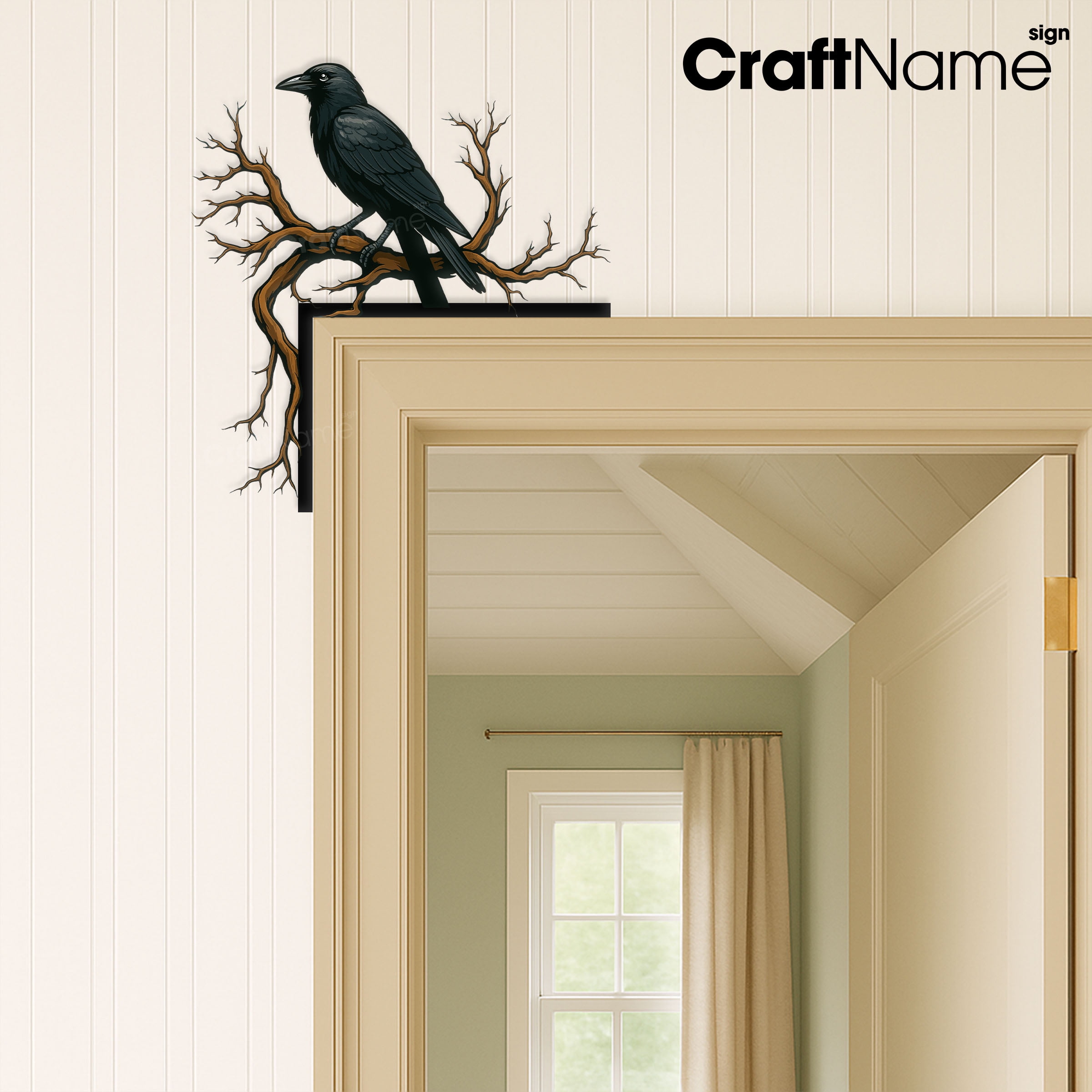 Craftnamesign Black Crow Metal Door Corner, Raven Door Topper, Bird ...