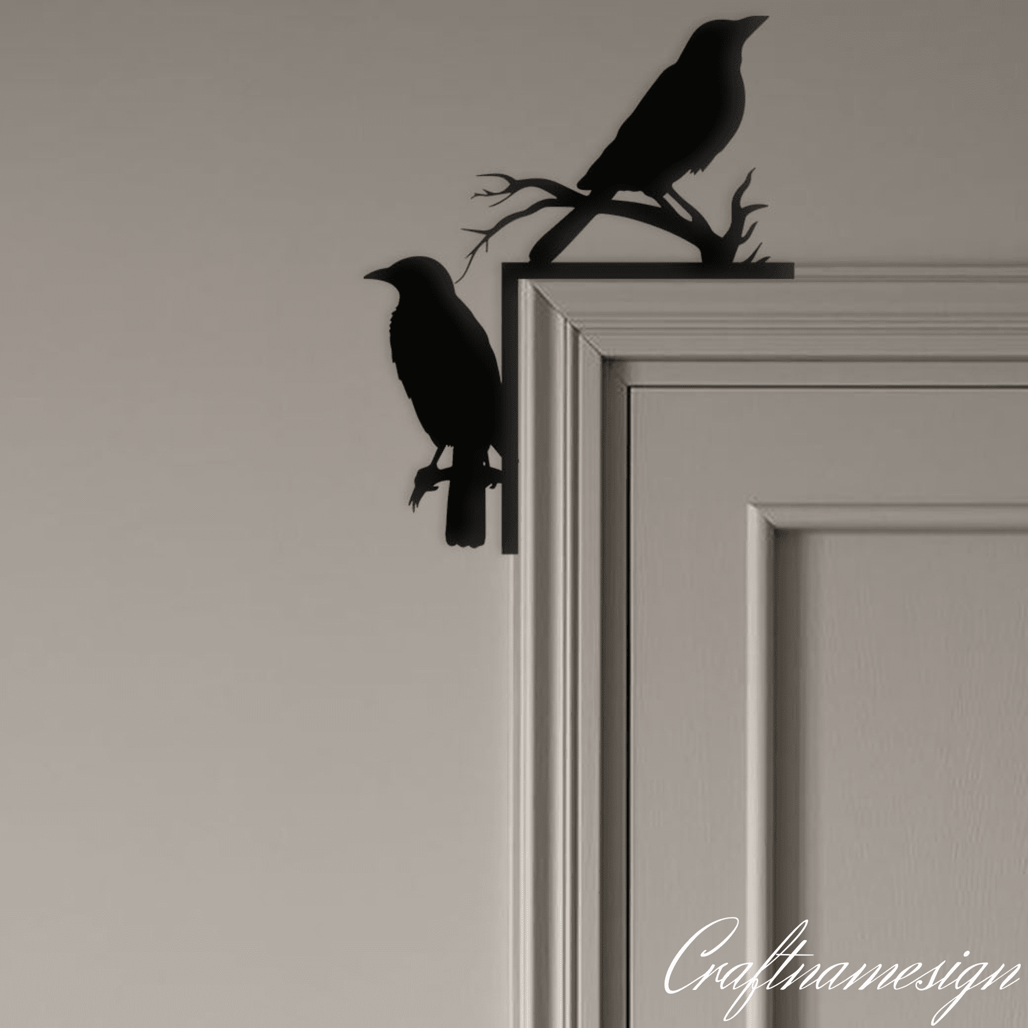 Craftnamesign Black Raven Door Corner Hanger, Crow Door Corner Decor ...