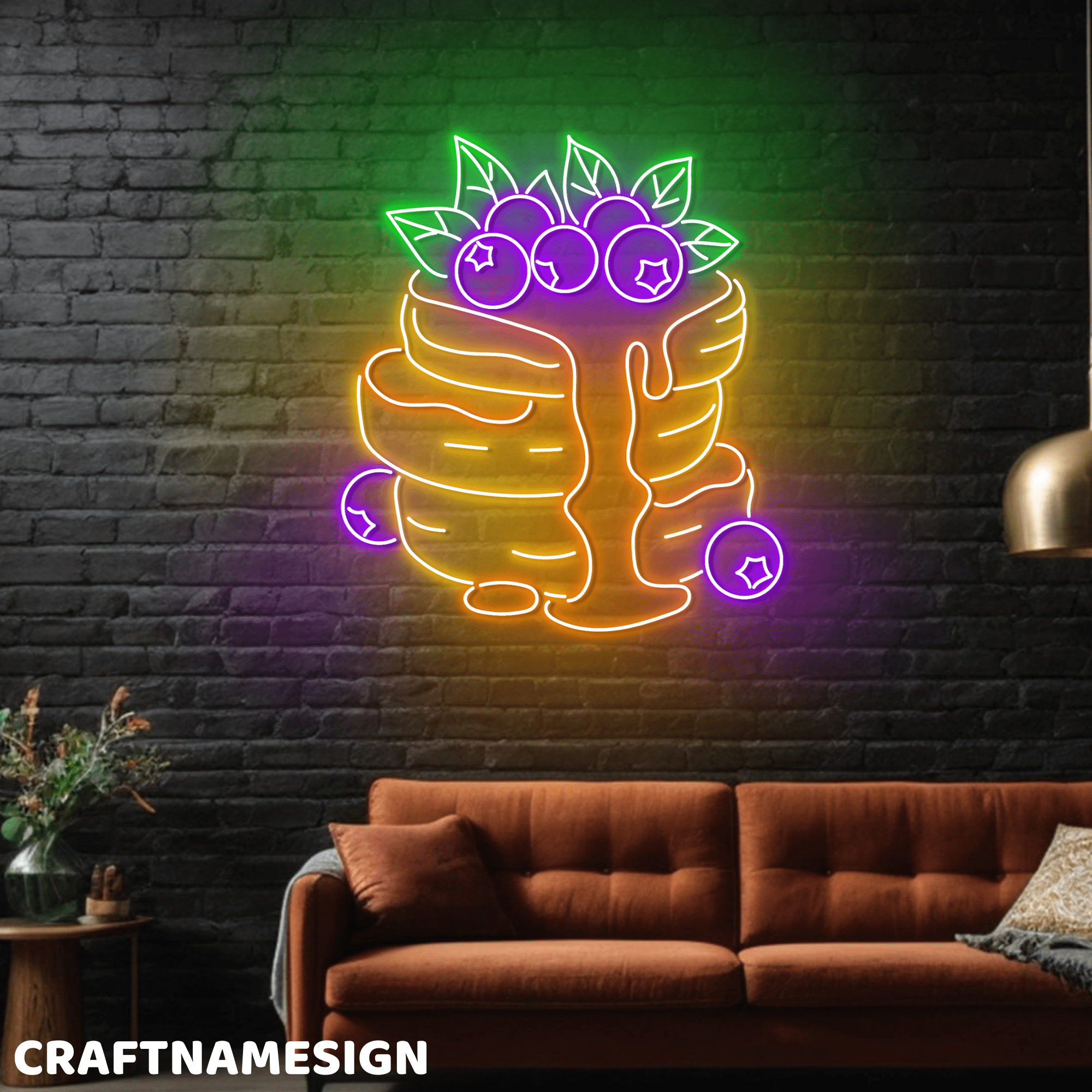Craftnamesign Blueberry Pancake Neon Light, Wall Art For Dessert, Cake ...