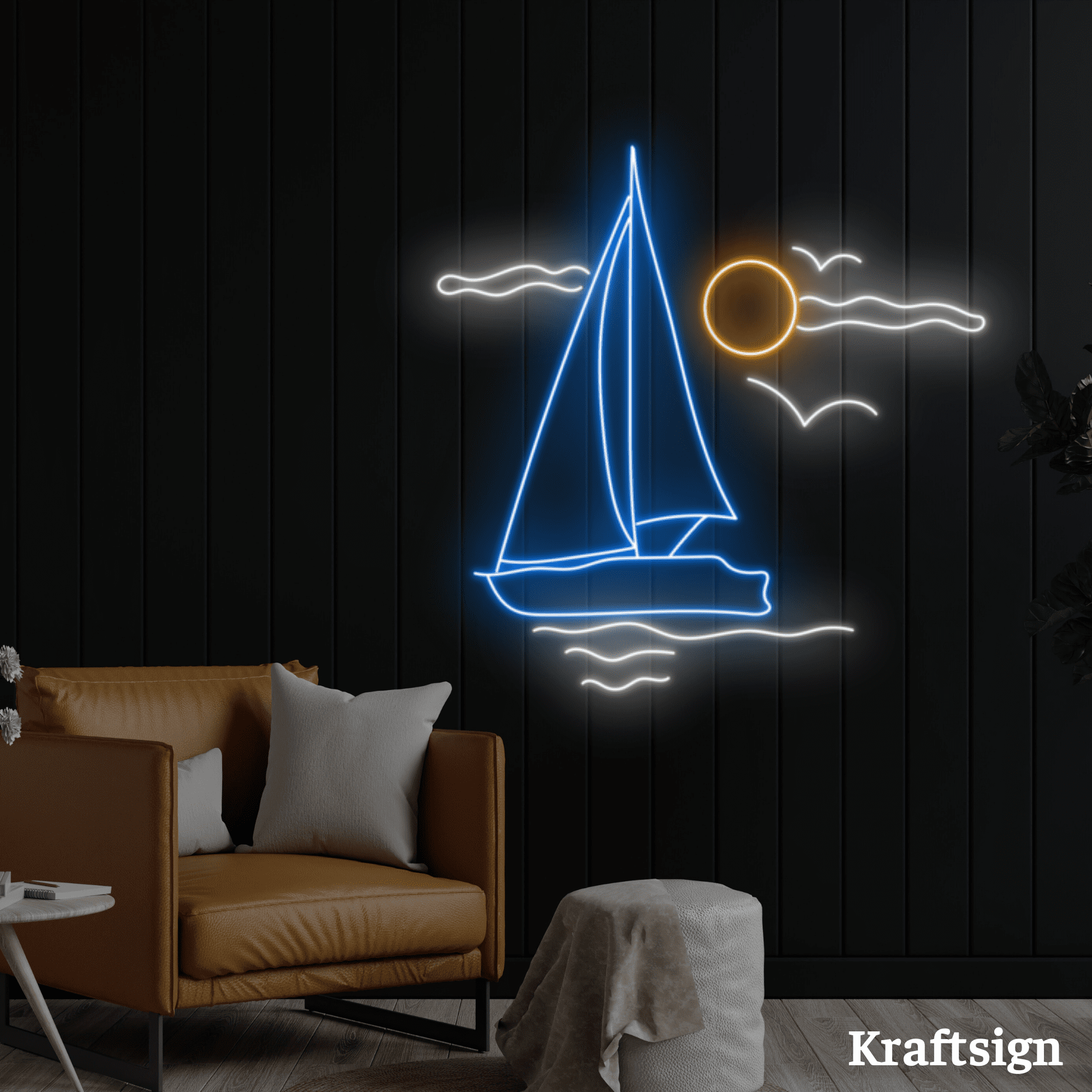Craftnamesign Boat Beach Neon Sign, Landscape LED Sign, Bedroom Decor ...