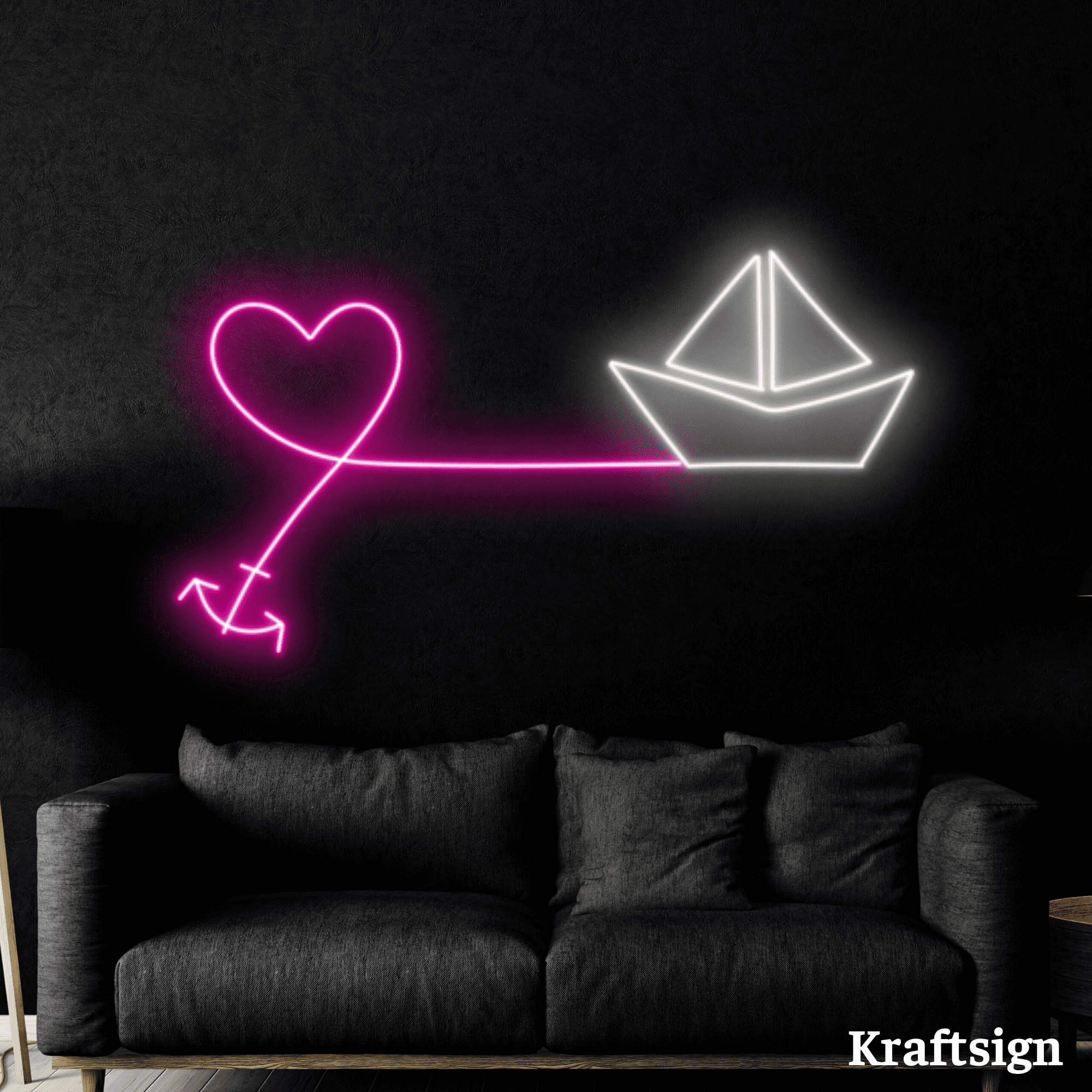 Craftnamesign Boat Heart Neon Sign, Bedroom Decor, Shop Aesthetic Wall ...