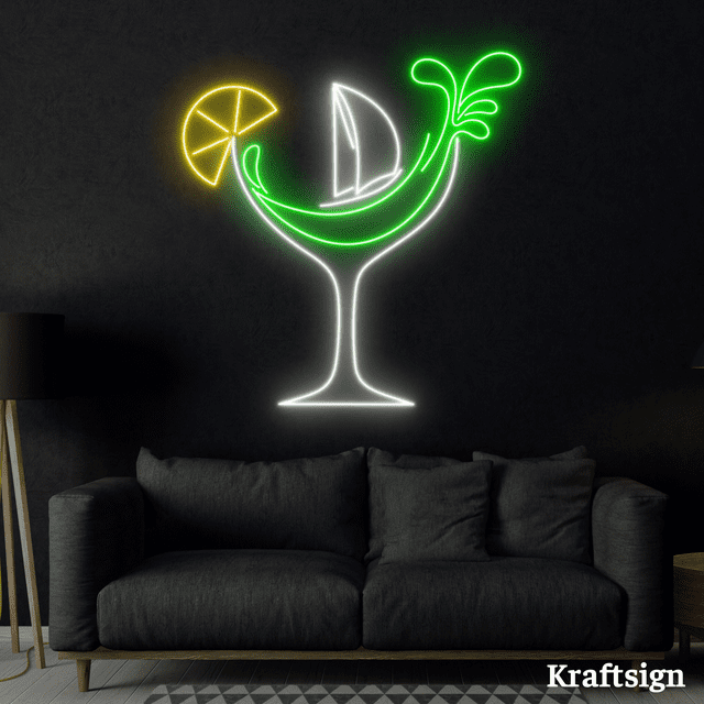 Craftnamesign Boat In Cocktail Neon Sign, Cocktail LED Sign, Bar Wall ...
