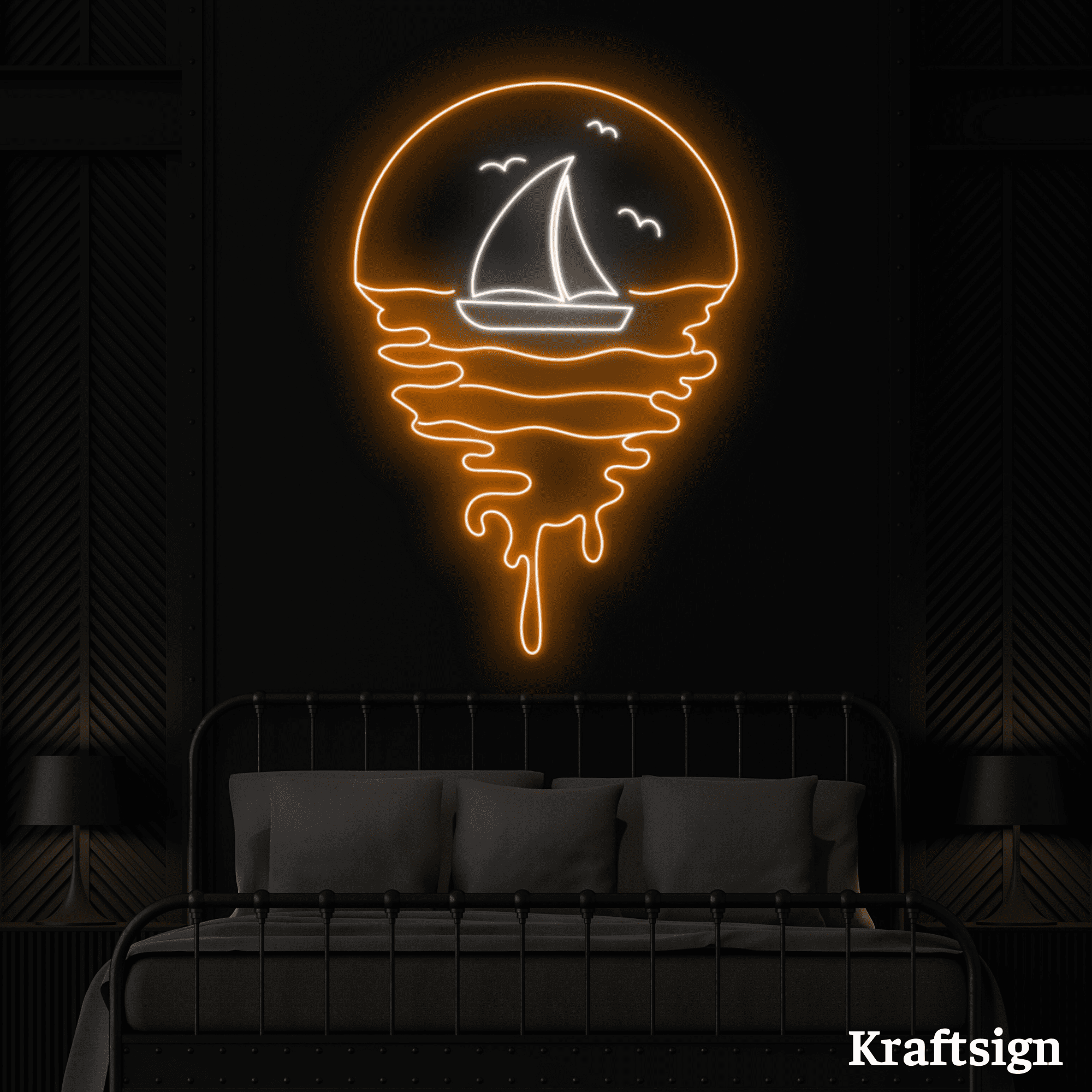 Craftnamesign Boat On Beach Neon Sign, Sunrise Sunset LED Sign, Room Decor - Walmart.com