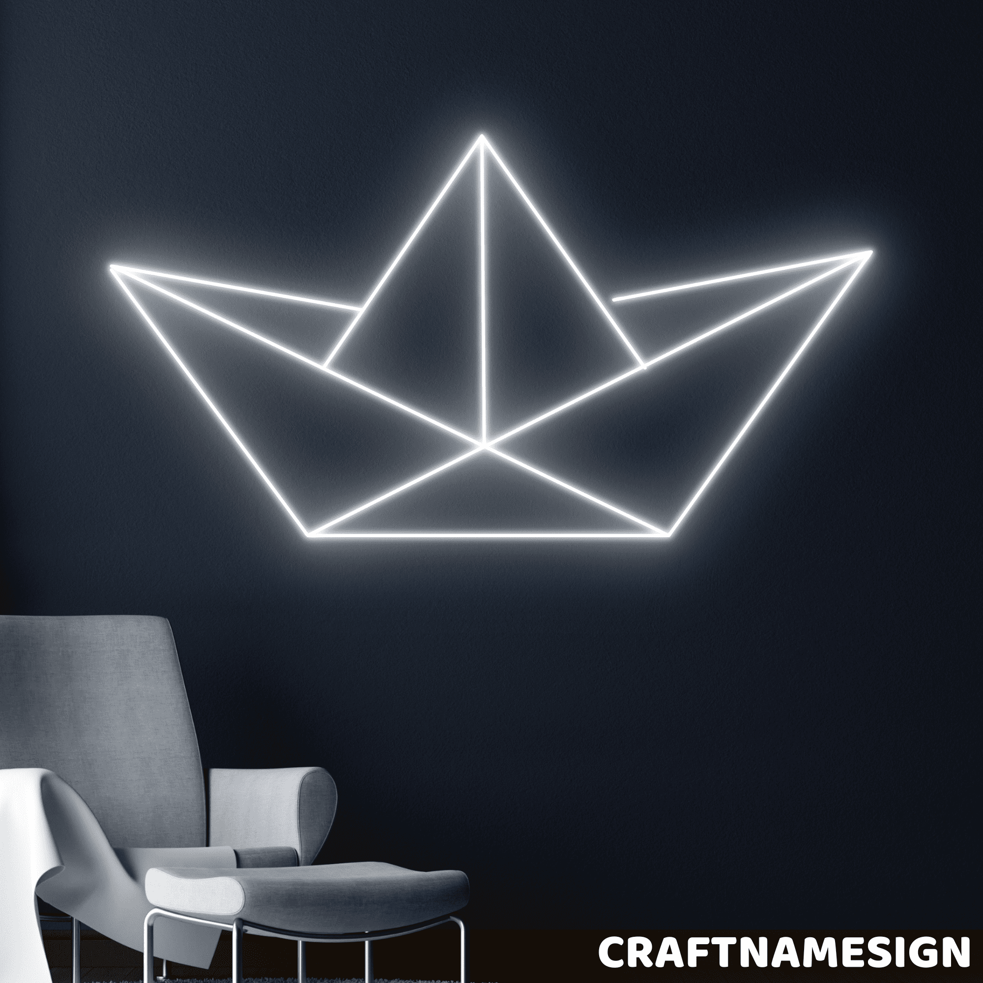 Craftnamesign Boat Paper Neon Sign, Living Room Wall Decor, Bedroom ...