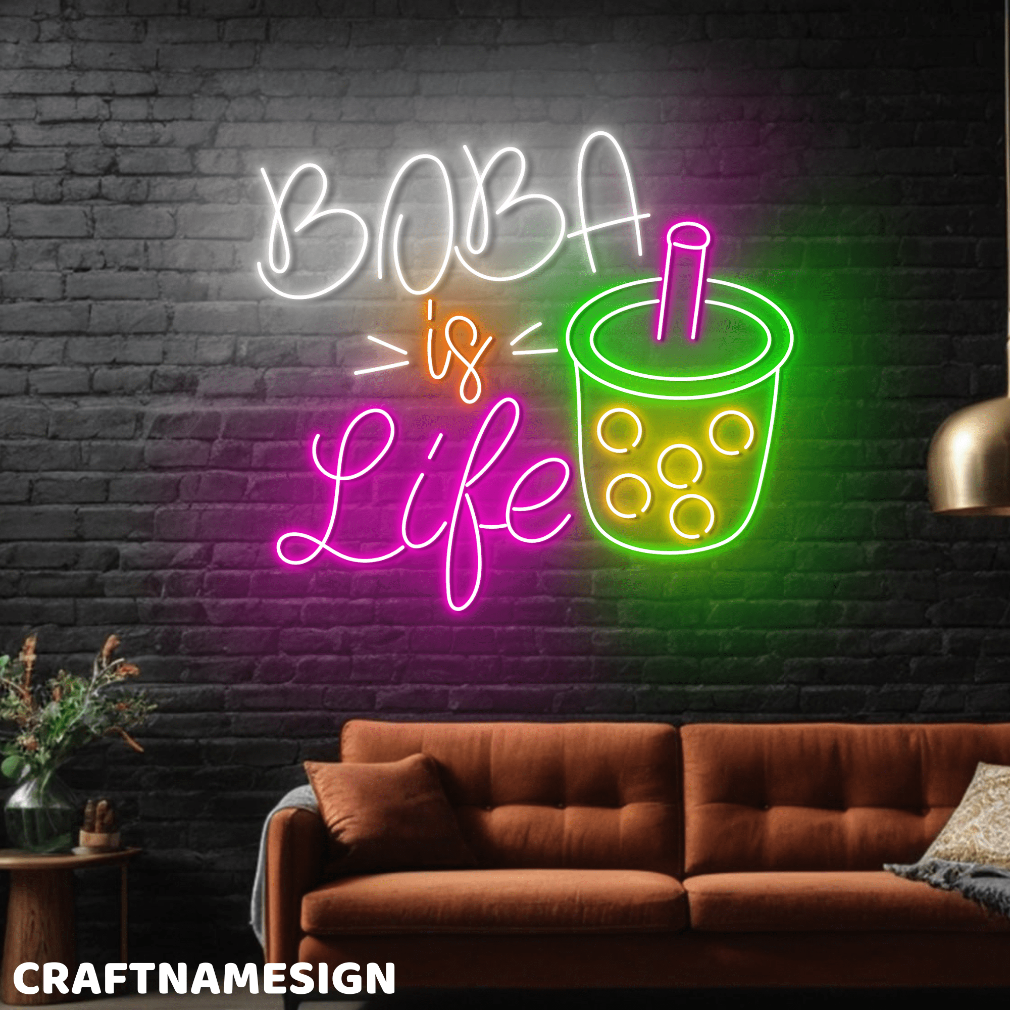 Craftnamesign Boba Is Life Neon Light For Bubble Tea Shop Wall Art ...