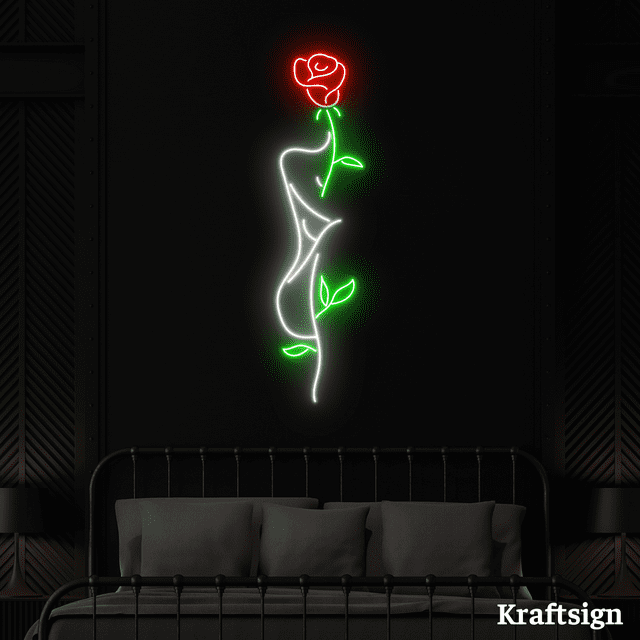 Craftnamesign Body Line Rose Neon Sign, Abstract Art Decor, Girl Room ...