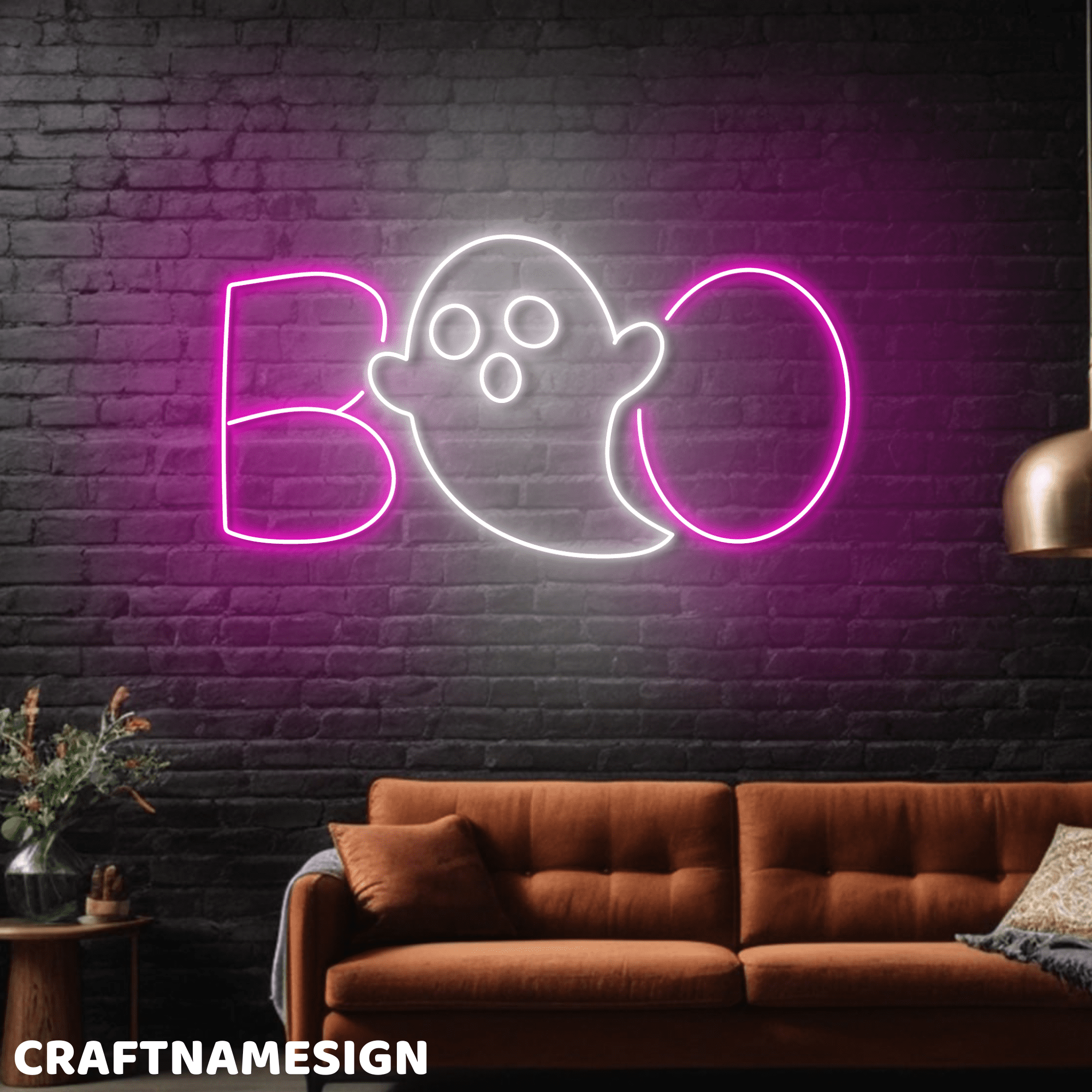 Craftnamesign Boo Neon Sign For Wall Decor, Halloween Store LED Light ...