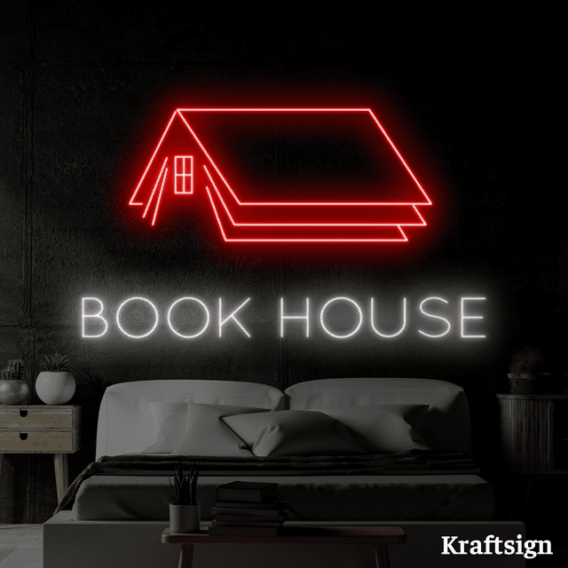 Craftnamesign Book House Neon Sign, Book Store Decor, Reading Room ...