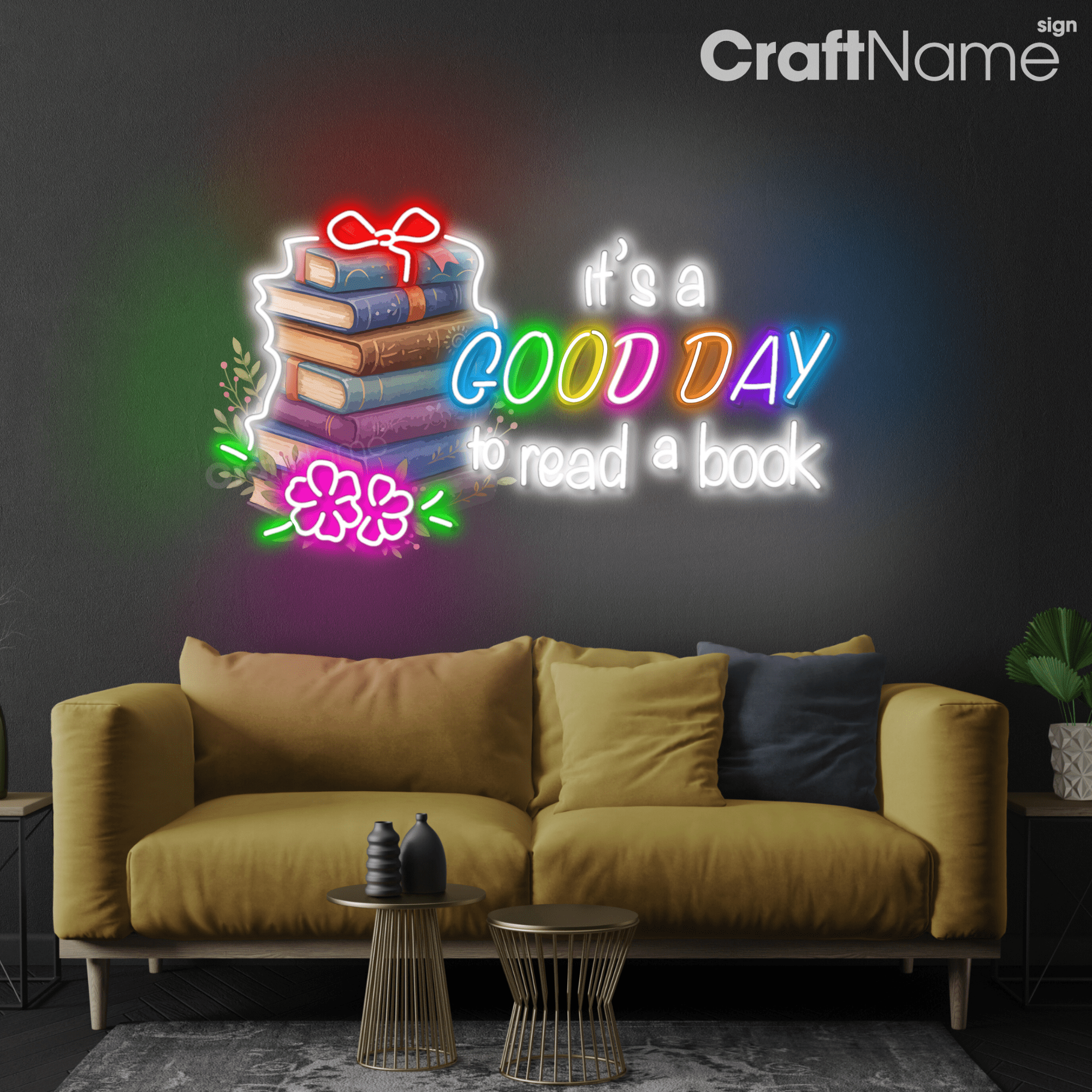 Craftnamesign Book Neon Sign for Library Wall Decor, Reading Corner ...