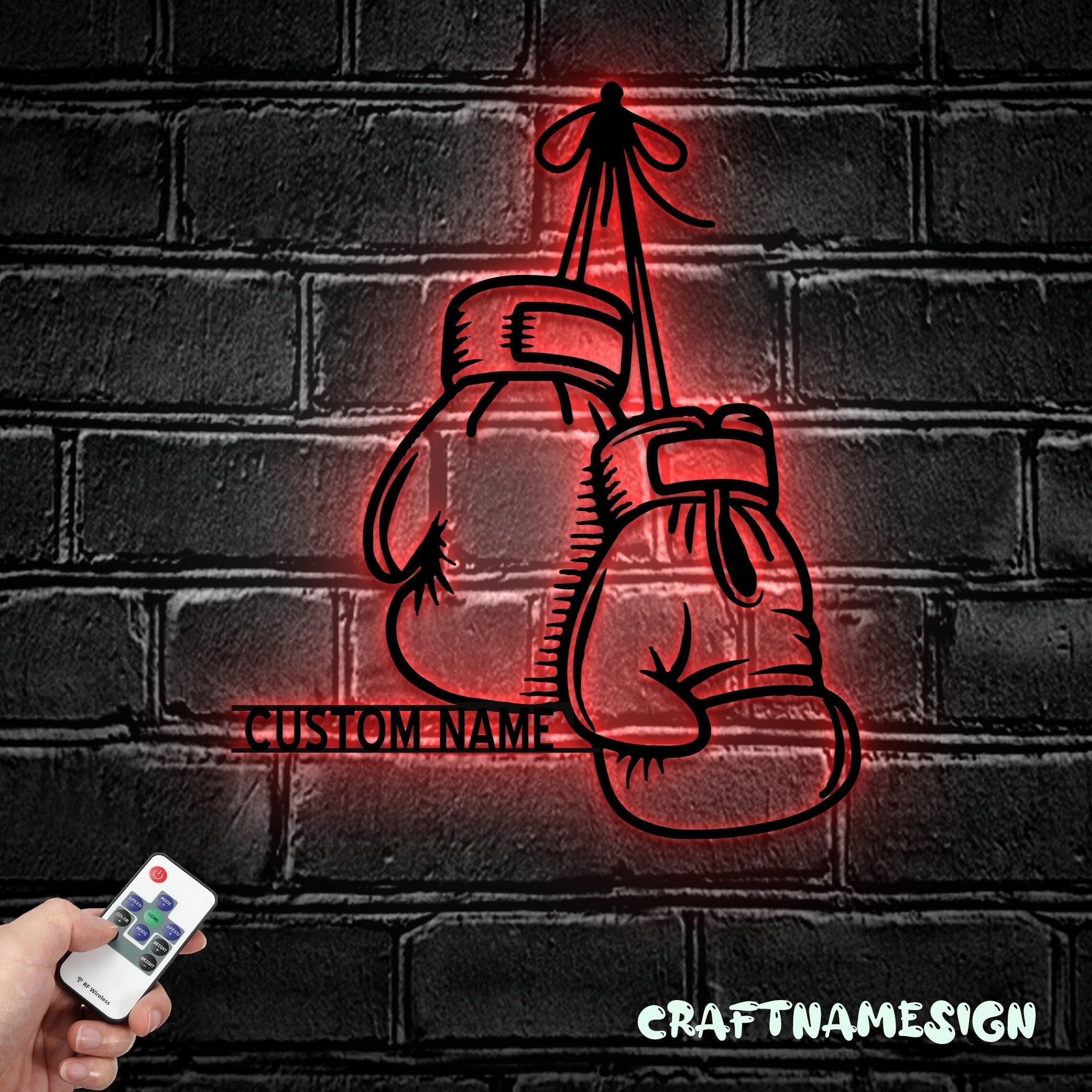 Craftnamesign Custom US Boxing Gloves Metal Wall Art LED Light, Custom ...