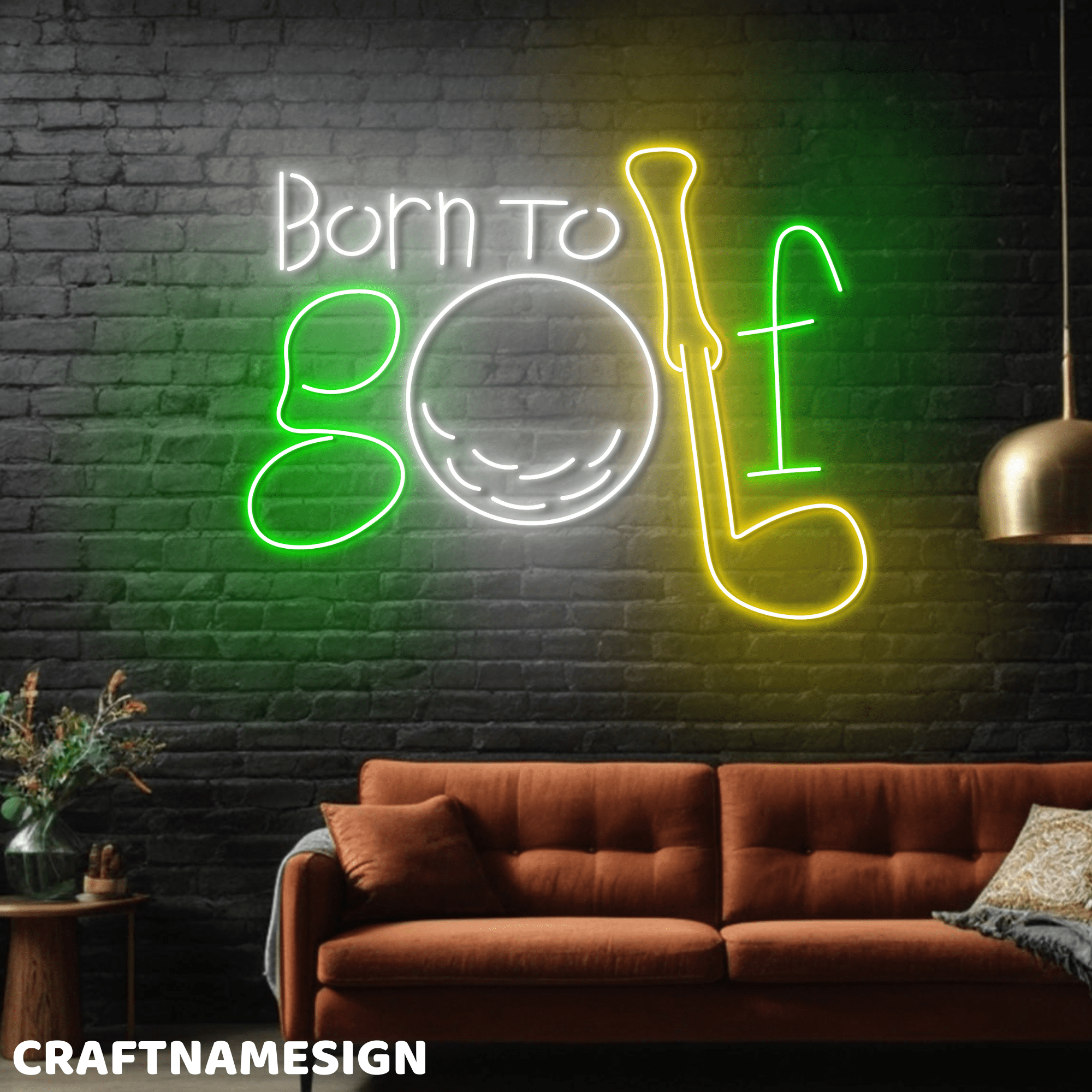 Craftnamesign Born To Golf Neon Sign, Golf Club Wall Art, Sport Wall ...