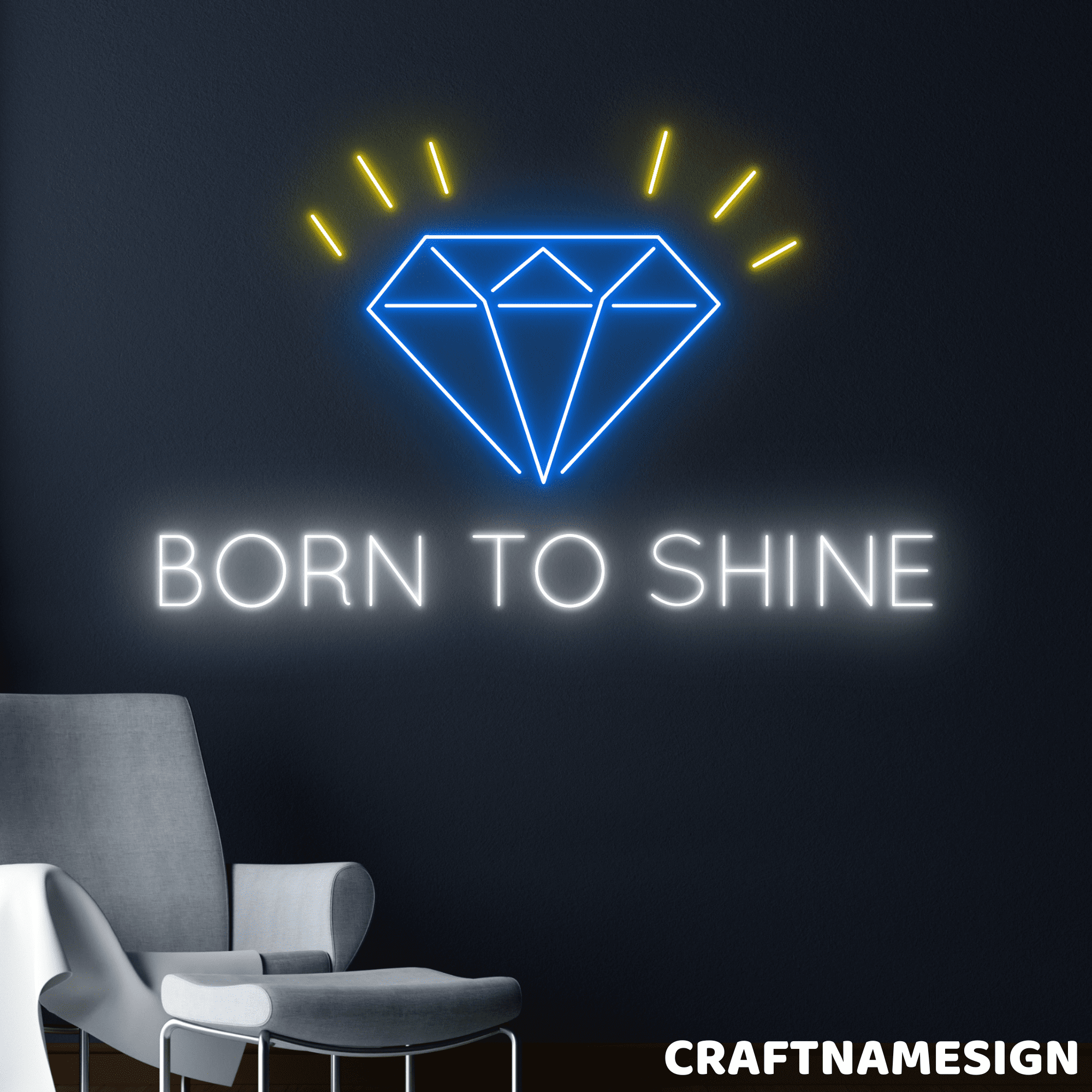 Craftnamesign Born To Shine Neon Sign, Birthday Wall Decor, Beautiful ...