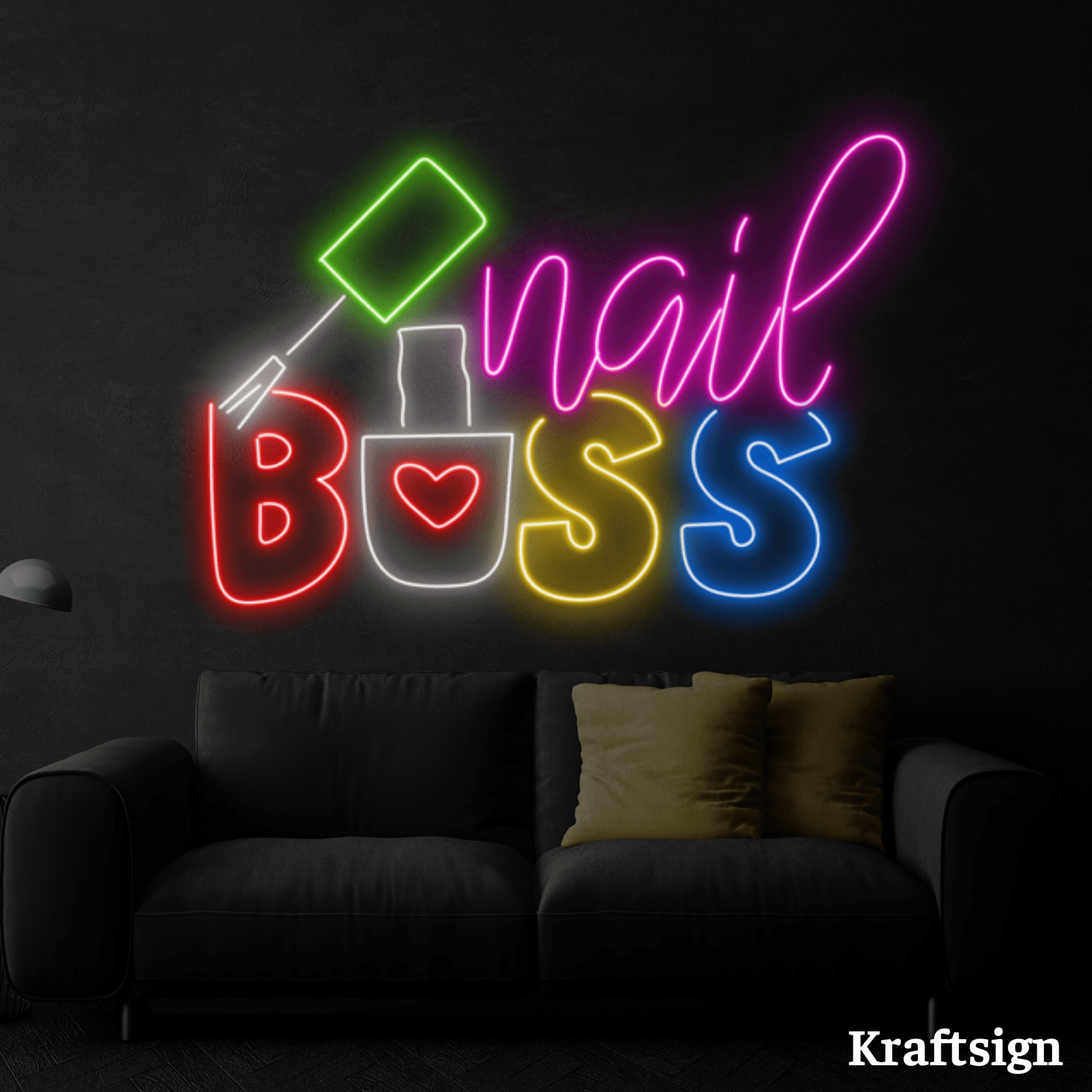 Craftnamesign Boss Nail Neon Sign, Nail Studio Decor, Nail LED Signage ...