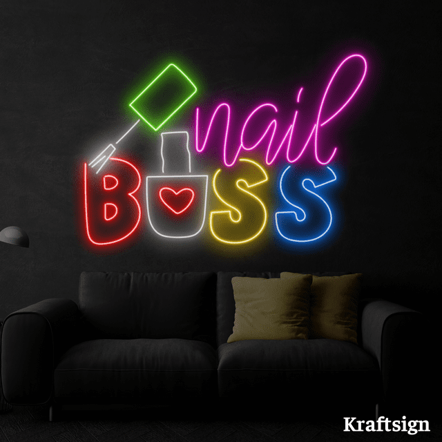 Craftnamesign Boss Nail Neon Sign, Nail Studio Decor, Nail LED Signage ...