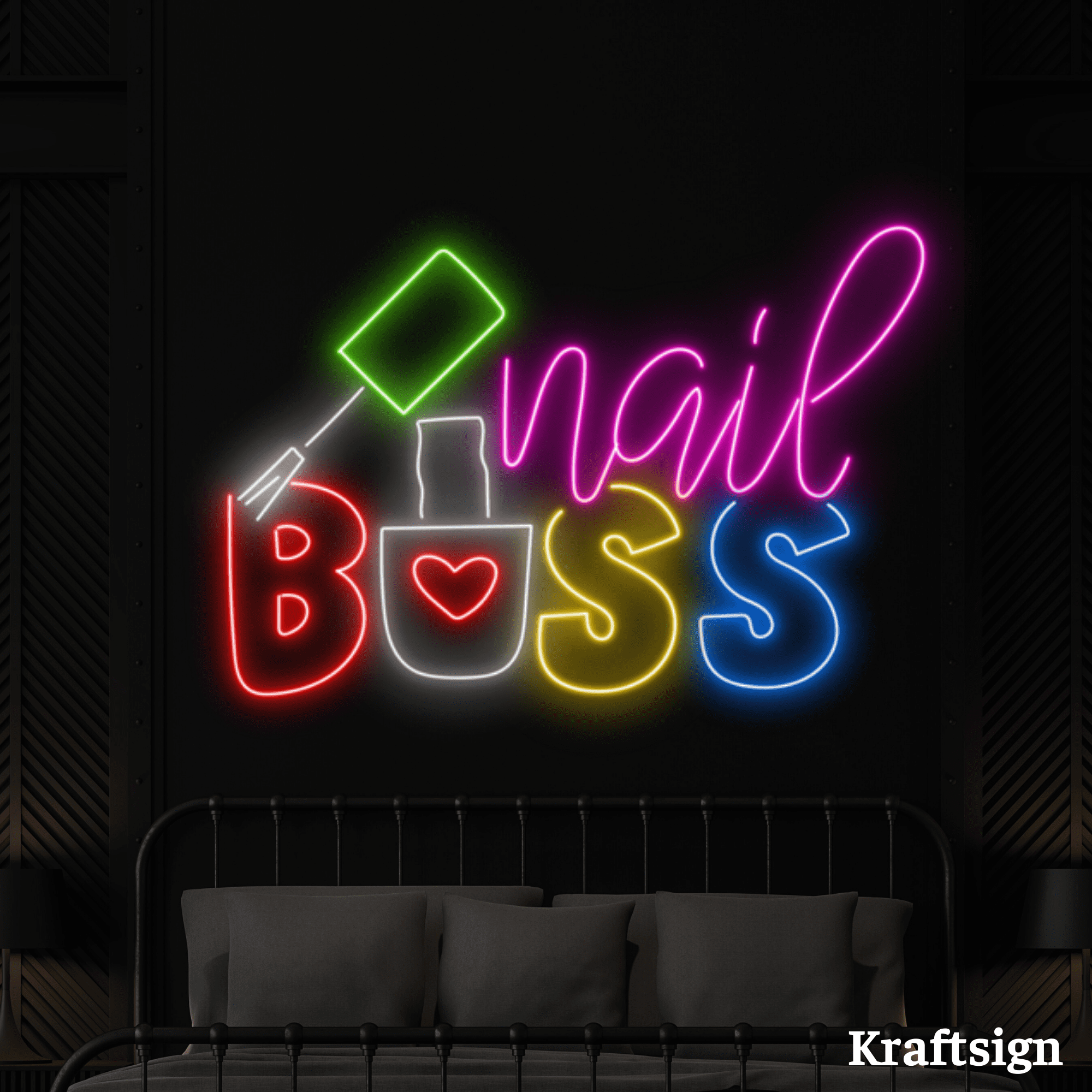 Craftnamesign Boss Nail Neon Sign, Nail Studio Decor, Nail LED Signage ...