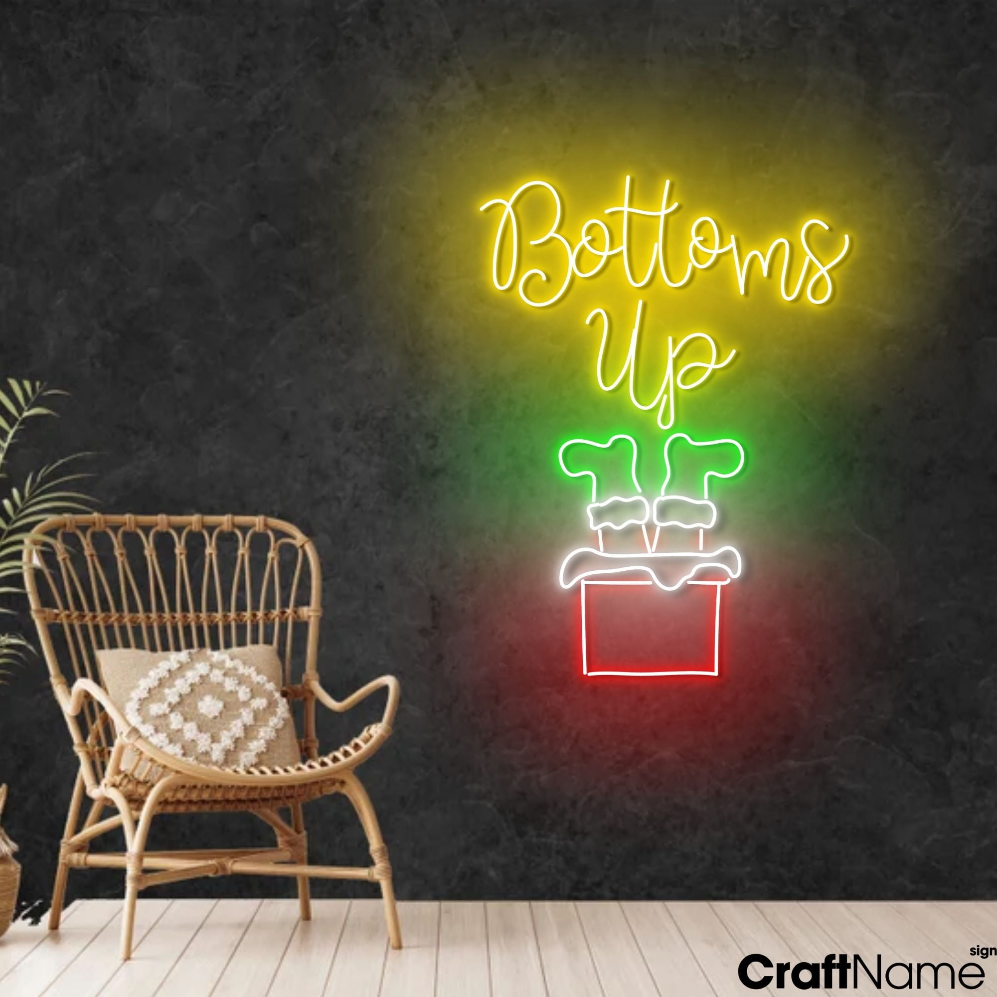 Craftnamesign Bottoms Up Neon Light Up Sign For Merry Christmas Home ...