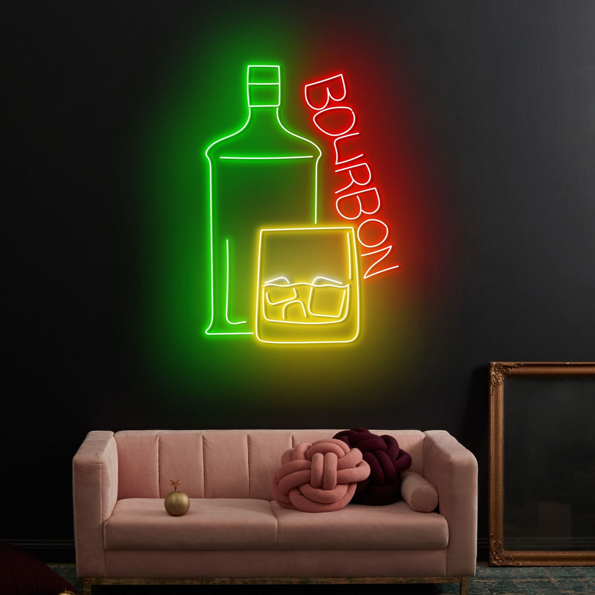 Craftnamesign Bourbon Neon Light, Bourbon Whisky LED Sign Wall Art ...