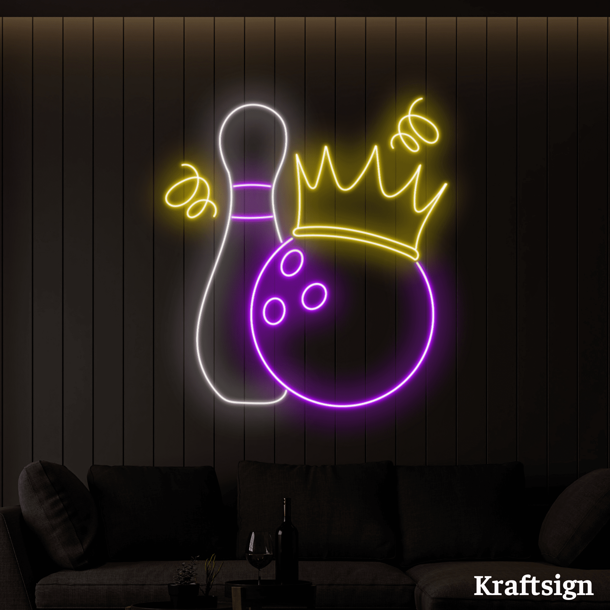 Craftnamesign Bowl Ball Quille Neon Sign, Bowling Club Sign, Game Room ...