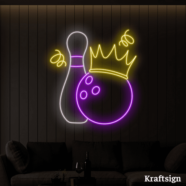 Craftnamesign Bowl Ball Quille Neon Sign, Bowling Club Sign, Game Room ...