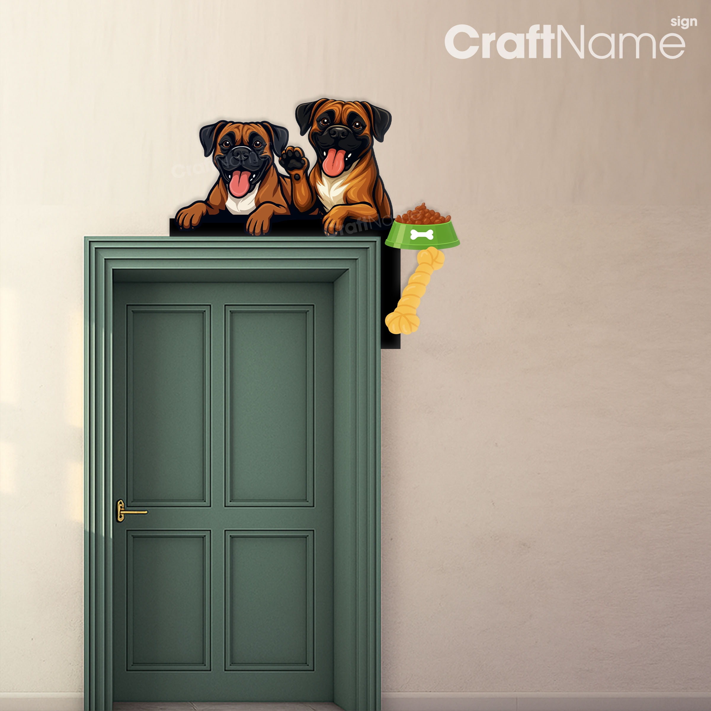 Craftnamesign Boxer Dog Door Topper Metal Wall Art, Bedroom Door ...