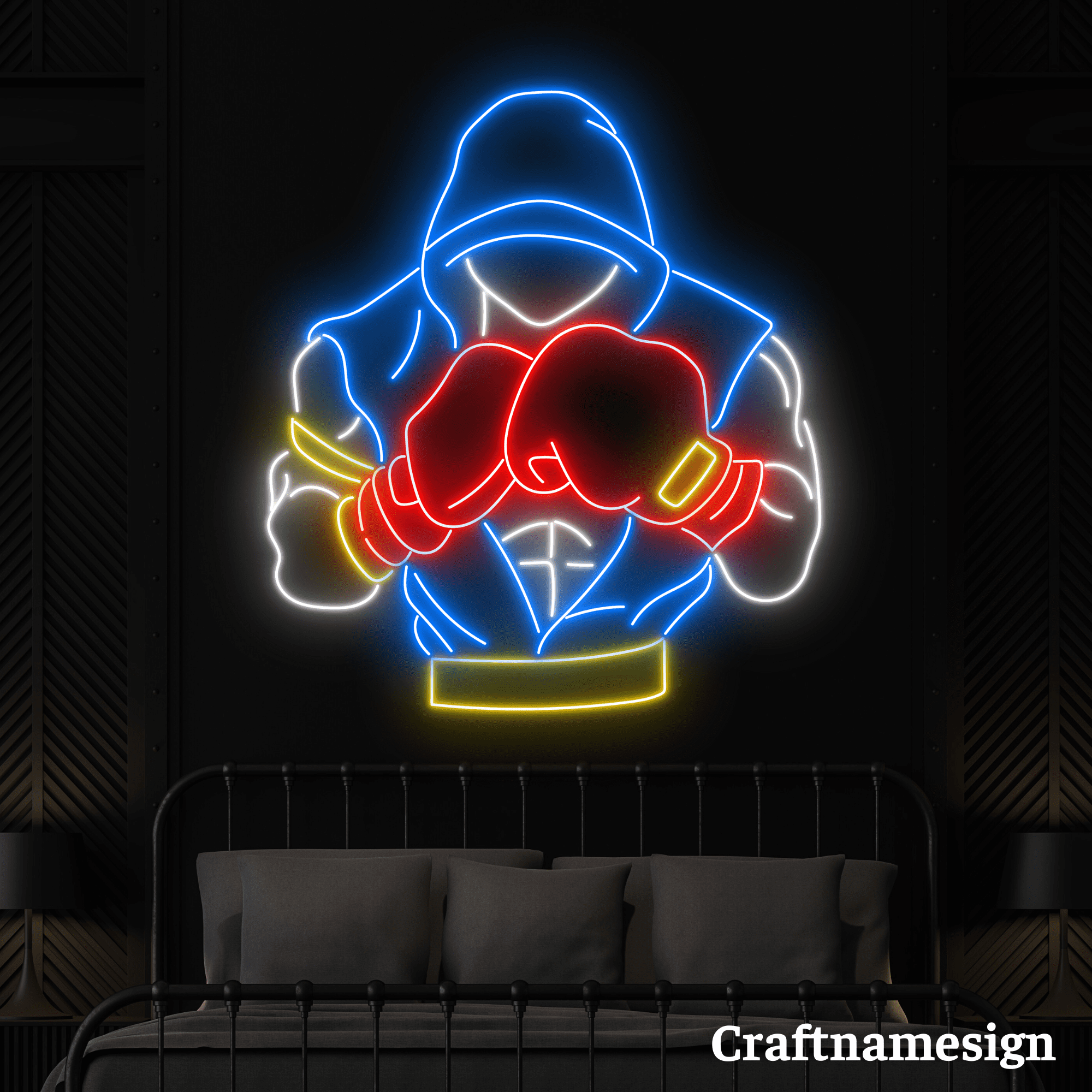 Craftnamesign Boxer LED Light Neon Sign for Men Cave Boxer Room Boxing ...